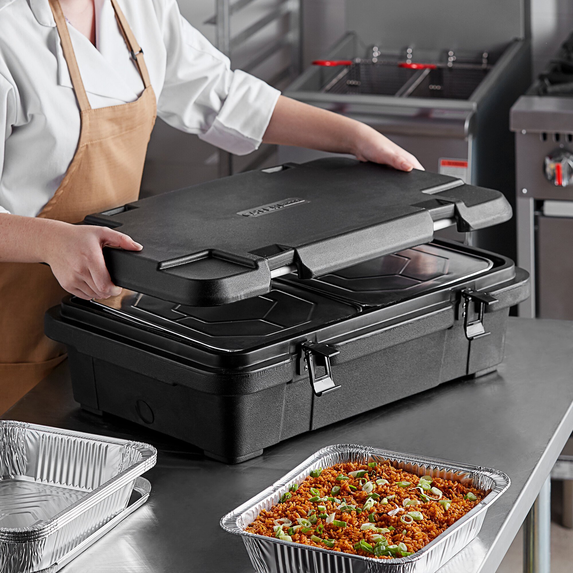 CaterGator Black Top Loading 4" Deep Insulated Single Food Pan Carrier