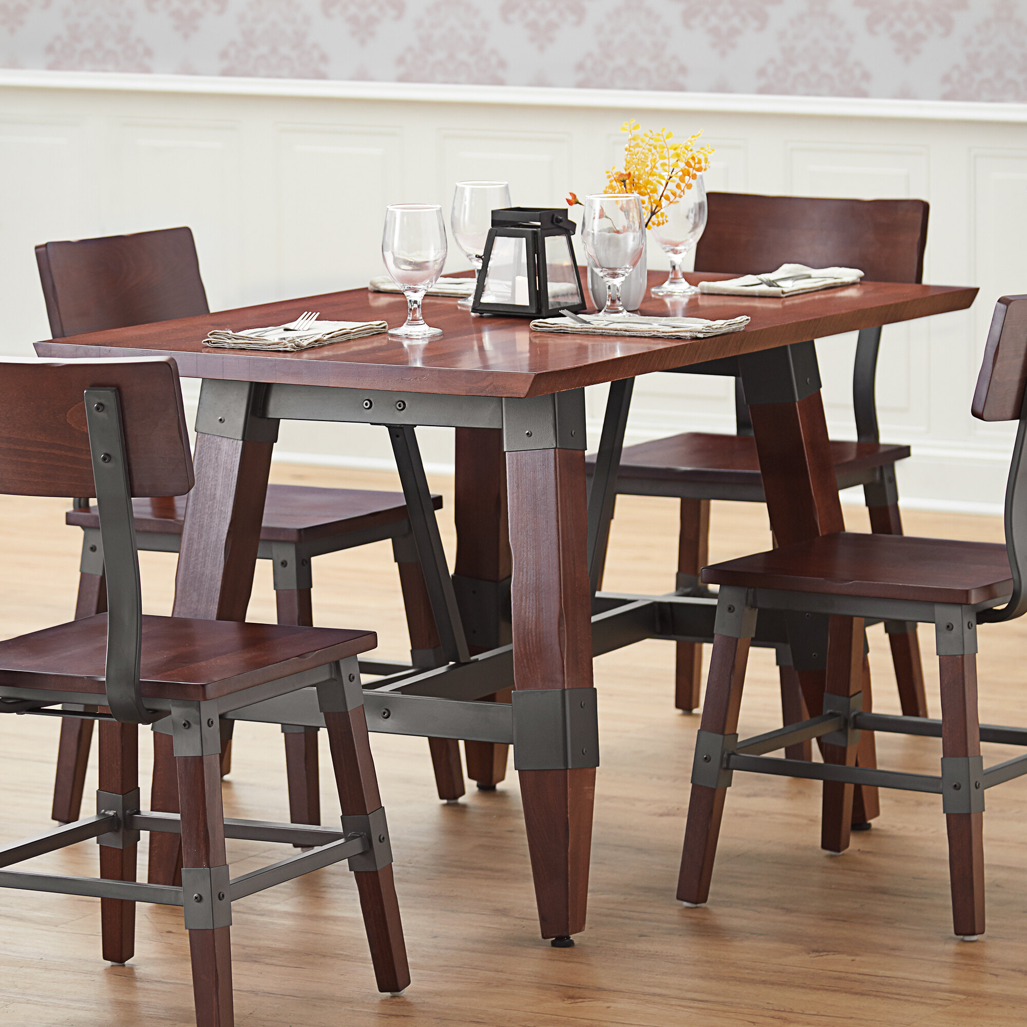 Lancaster Table & Seating 30" x 48" Solid Wood Live Edge Dining Height ...