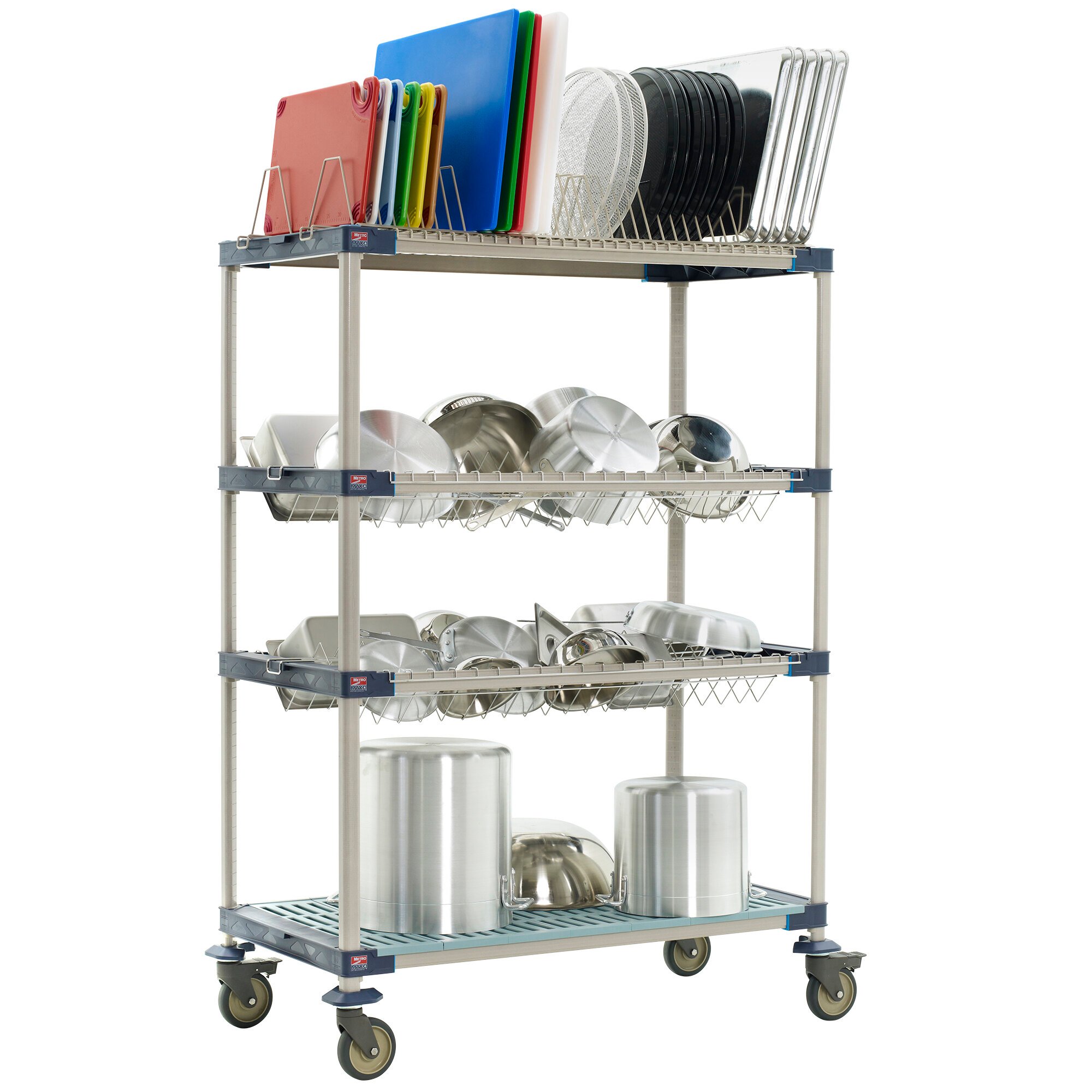 Metro MAX4-PR48VX3 MetroMax 4 Mobile Four Tier Tray Drying Rack - 24" x ...