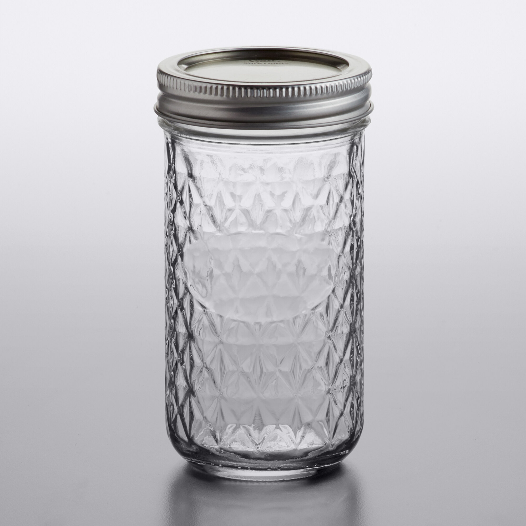 Ball 1440081400 12 Oz Quilted Crystal Regular Mouth Glass Canning Jar 
