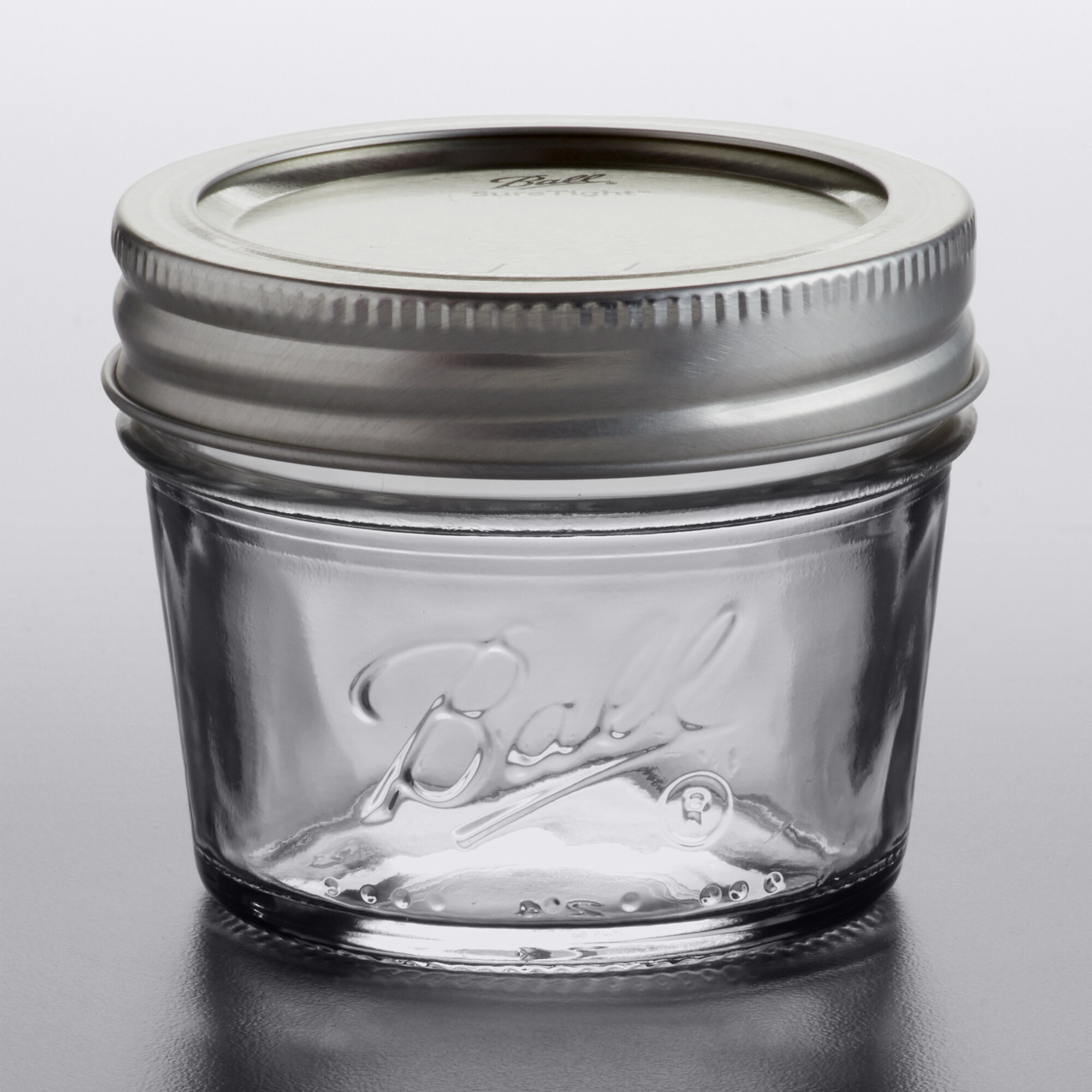 Ball 1440060802 4 Oz Regular Mouth Smooth Sided Glass Canning Jar With