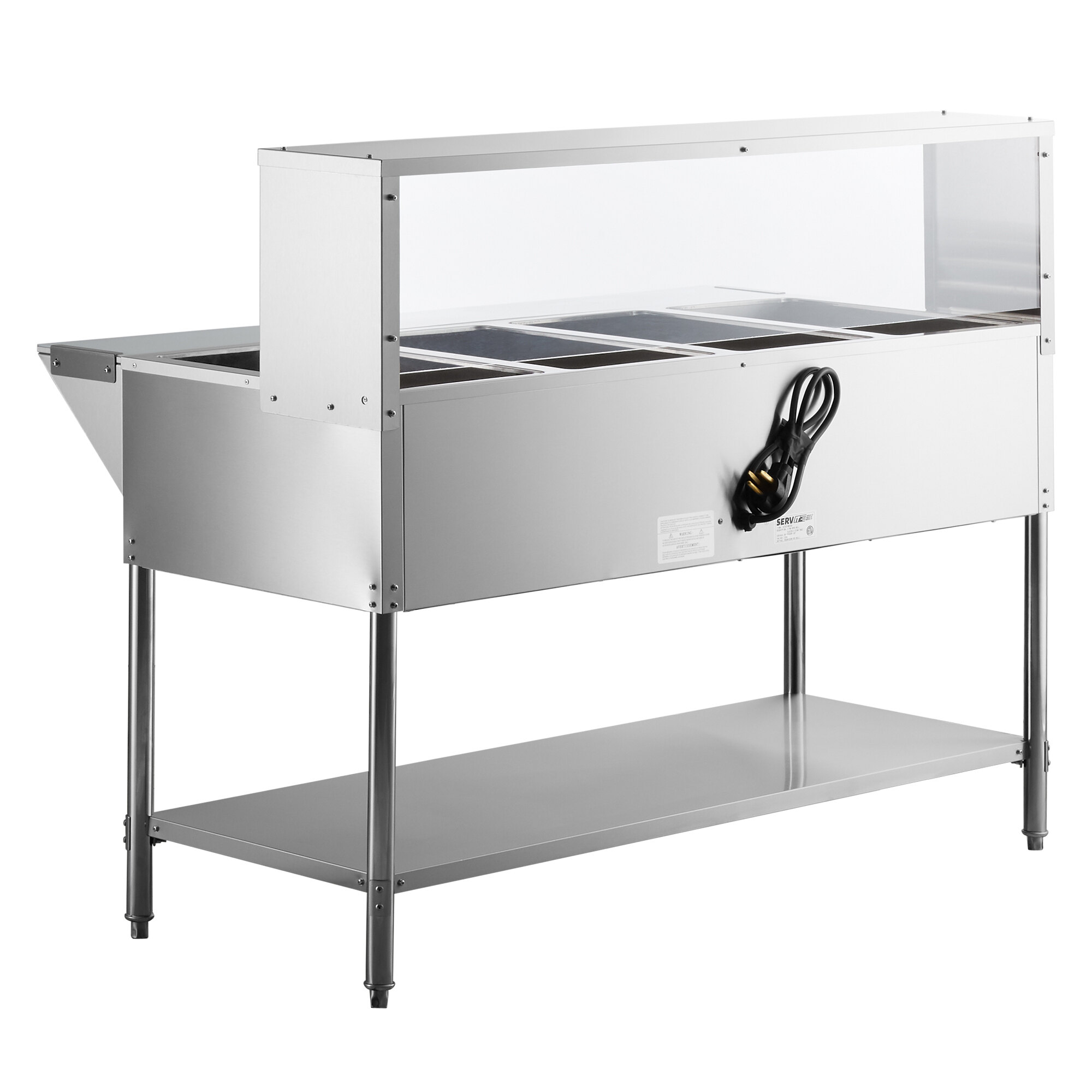 ServIt Four Pan Open Well Electric Steam Table with Undershelf ...
