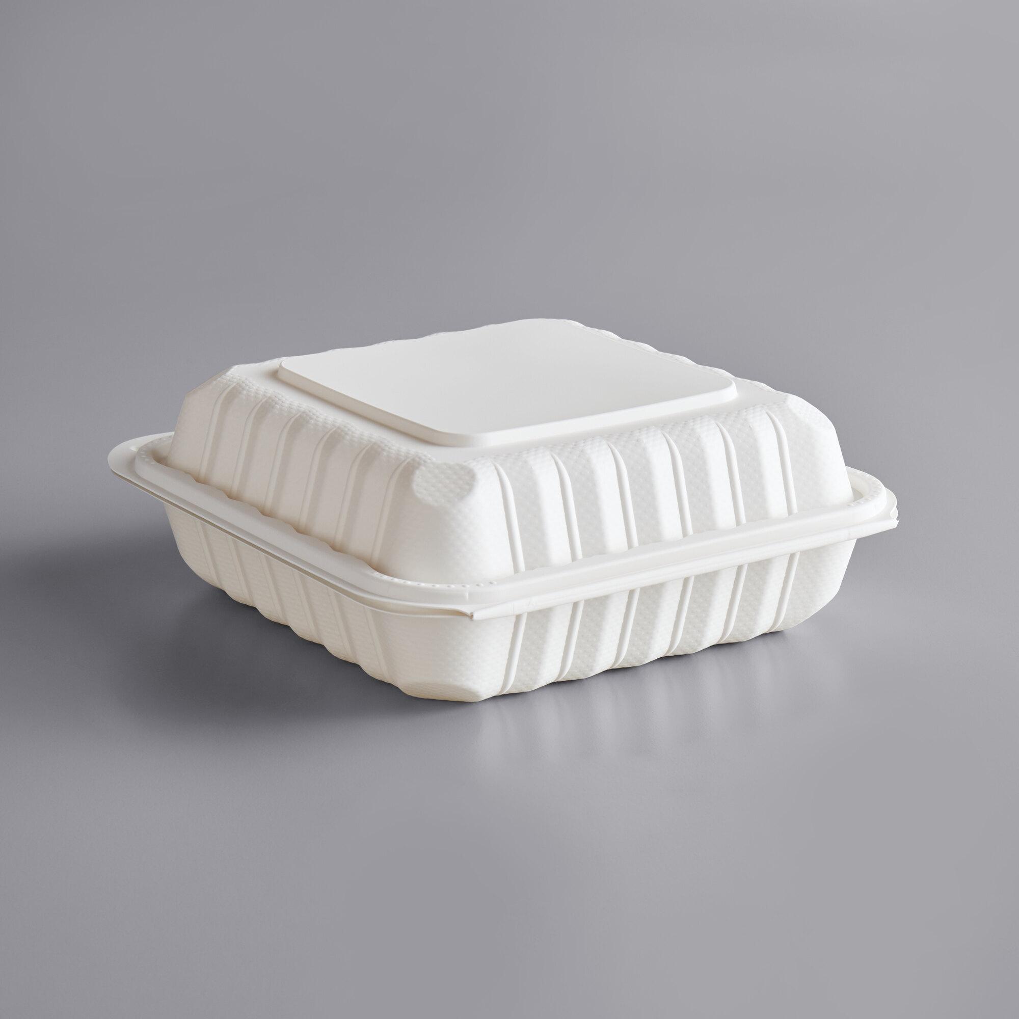 Square Microwaveable White Plastic Hinged Take-Out Container - 8" x 8 ...