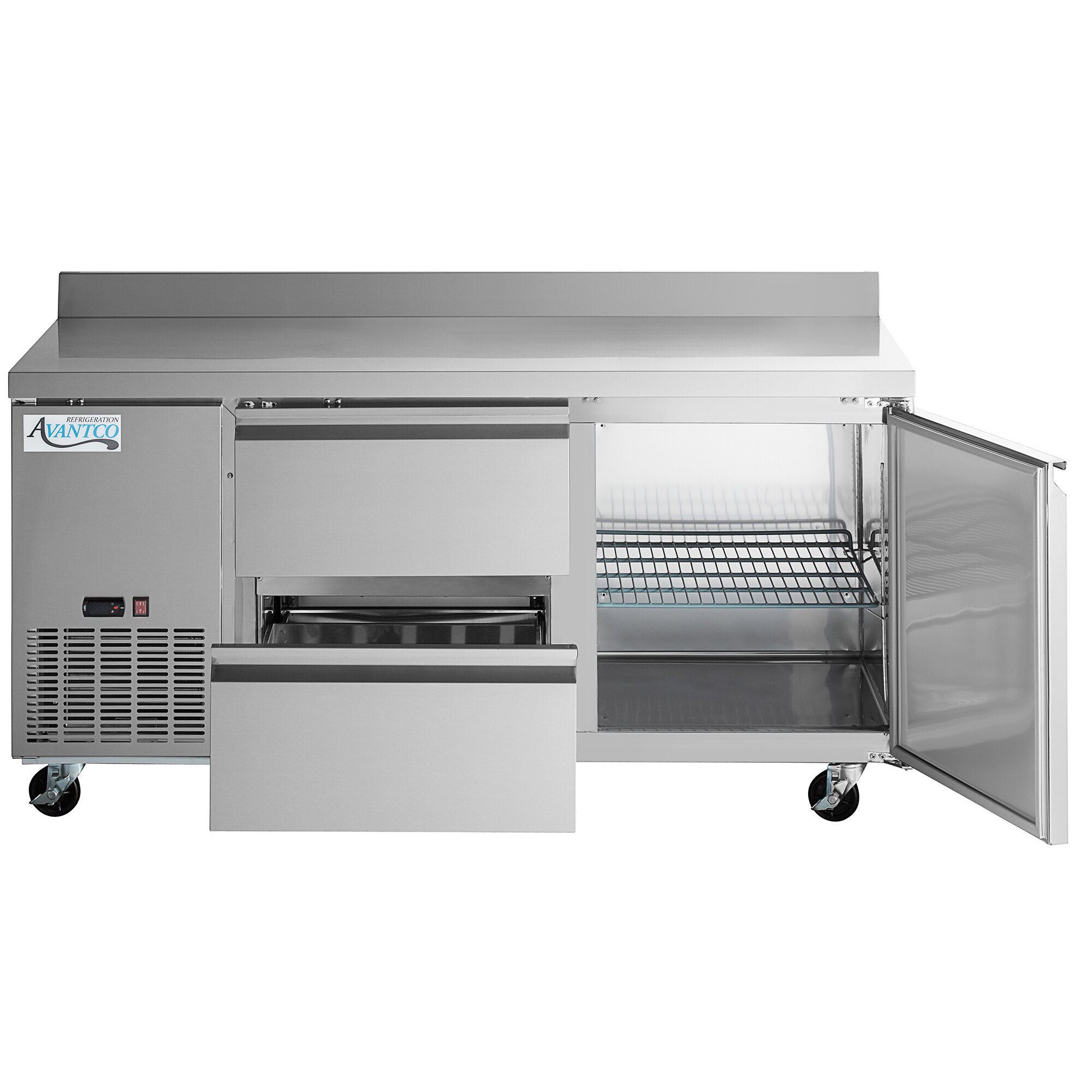 Avantco 67" Stainless Steel Worktop Refrigerator with 3 1/2" Backsplash ...
