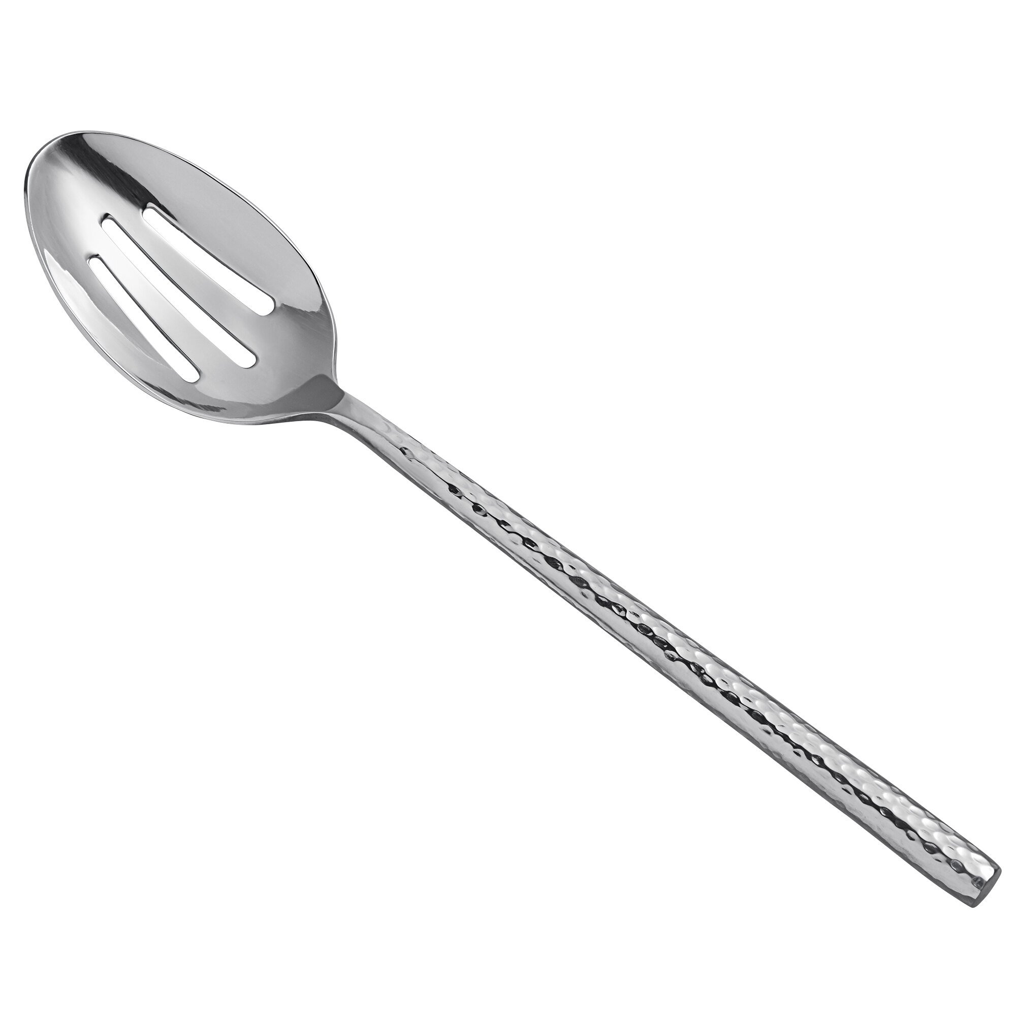 Carlisle 60201 Terra 12 18 0 Hammered Stainless Steel Slotted Serving