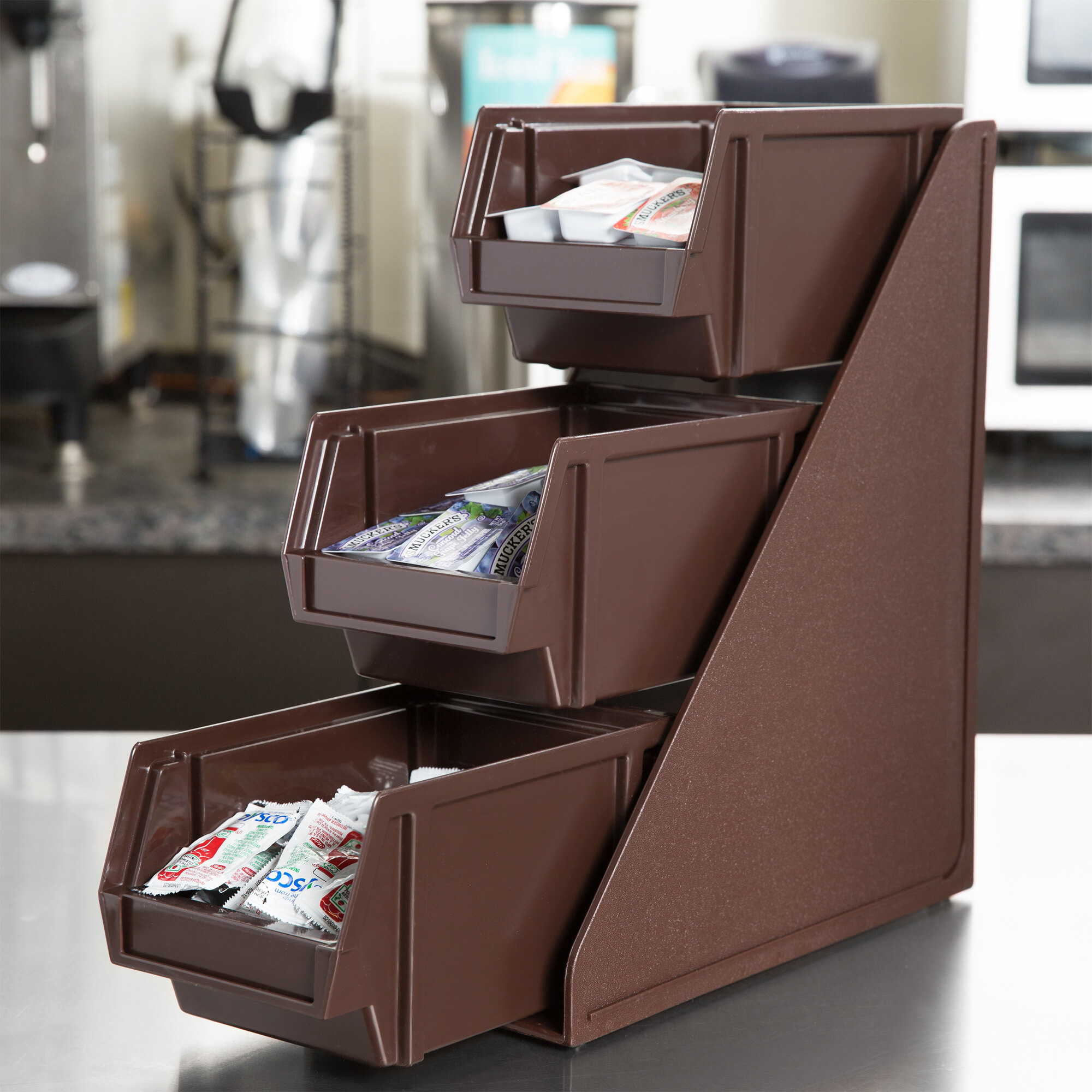 Vollrath 4842-01 Traex® Brown Self-Serve Condiment Bin Stand Set with 3 ...