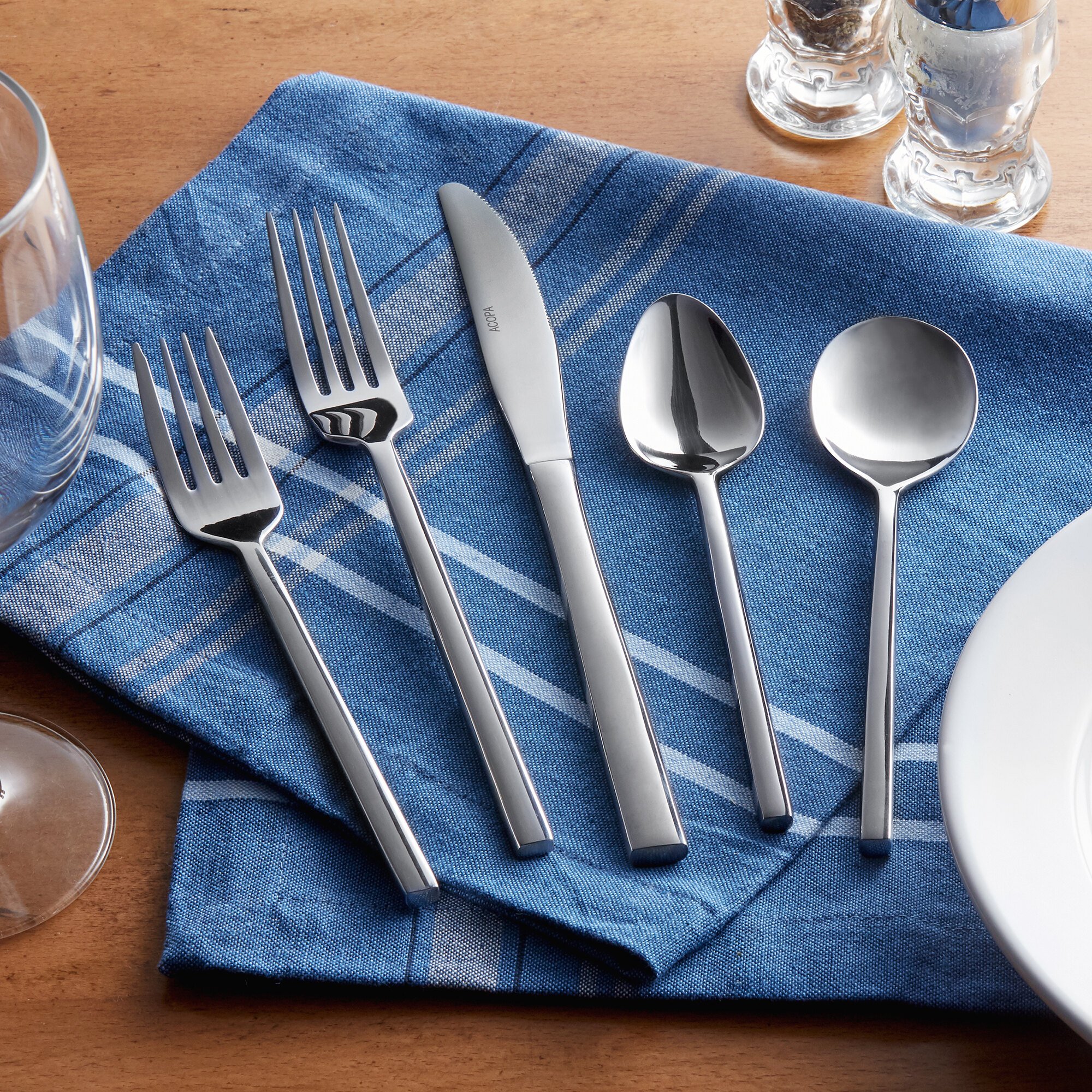 Acopa Phoenix 18/0 Stainless Steel Forged Flatware Set with Service for ...