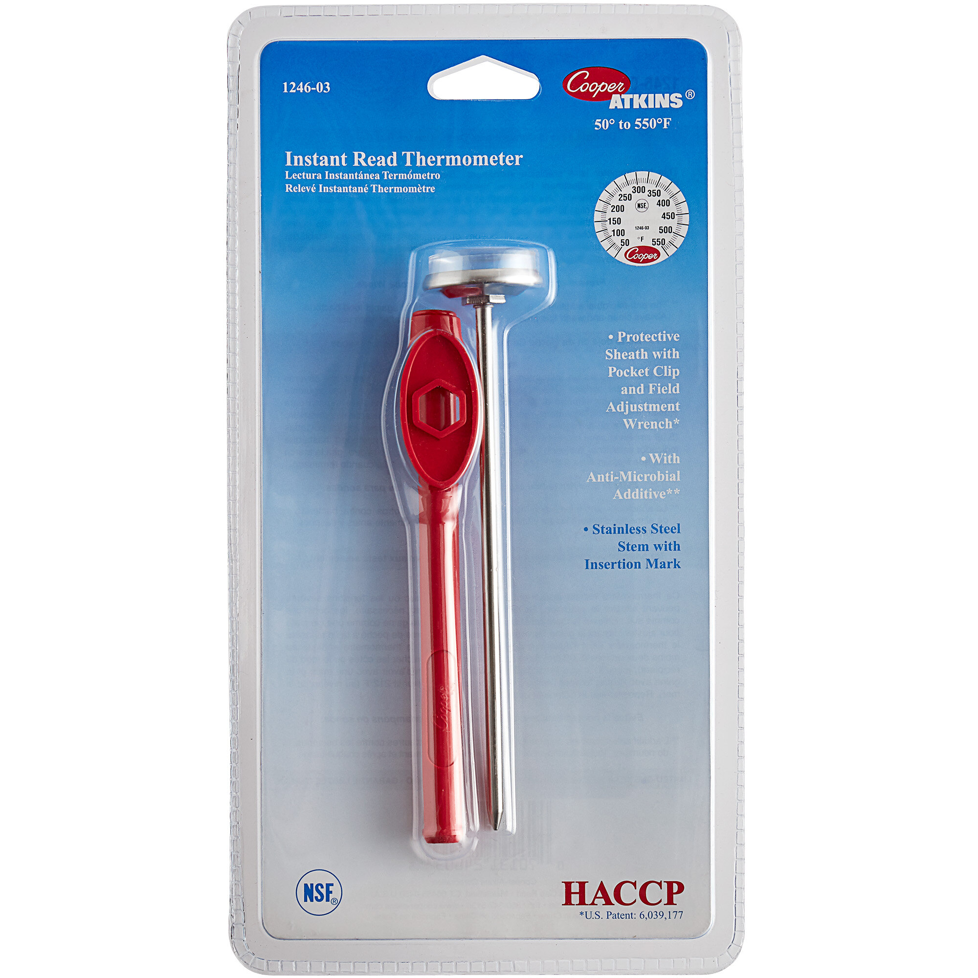 Cooper-Atkins 1246-03-1 5" Pocket Probe Dial Thermometer, 50 to 550 ...