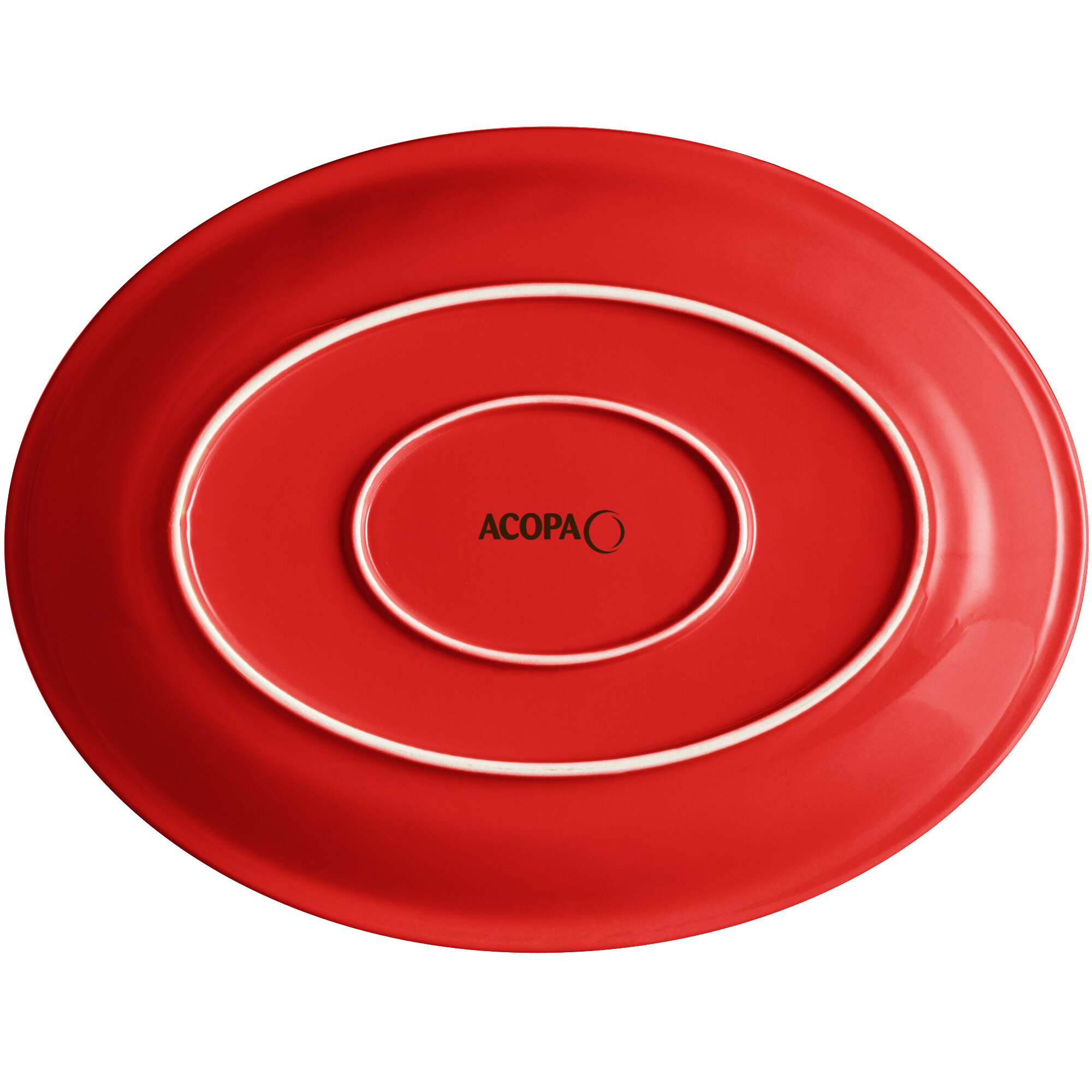 Acopa Capri 13 3 4 X 10 1 2 Passion Fruit Red Oval Stoneware Coupe