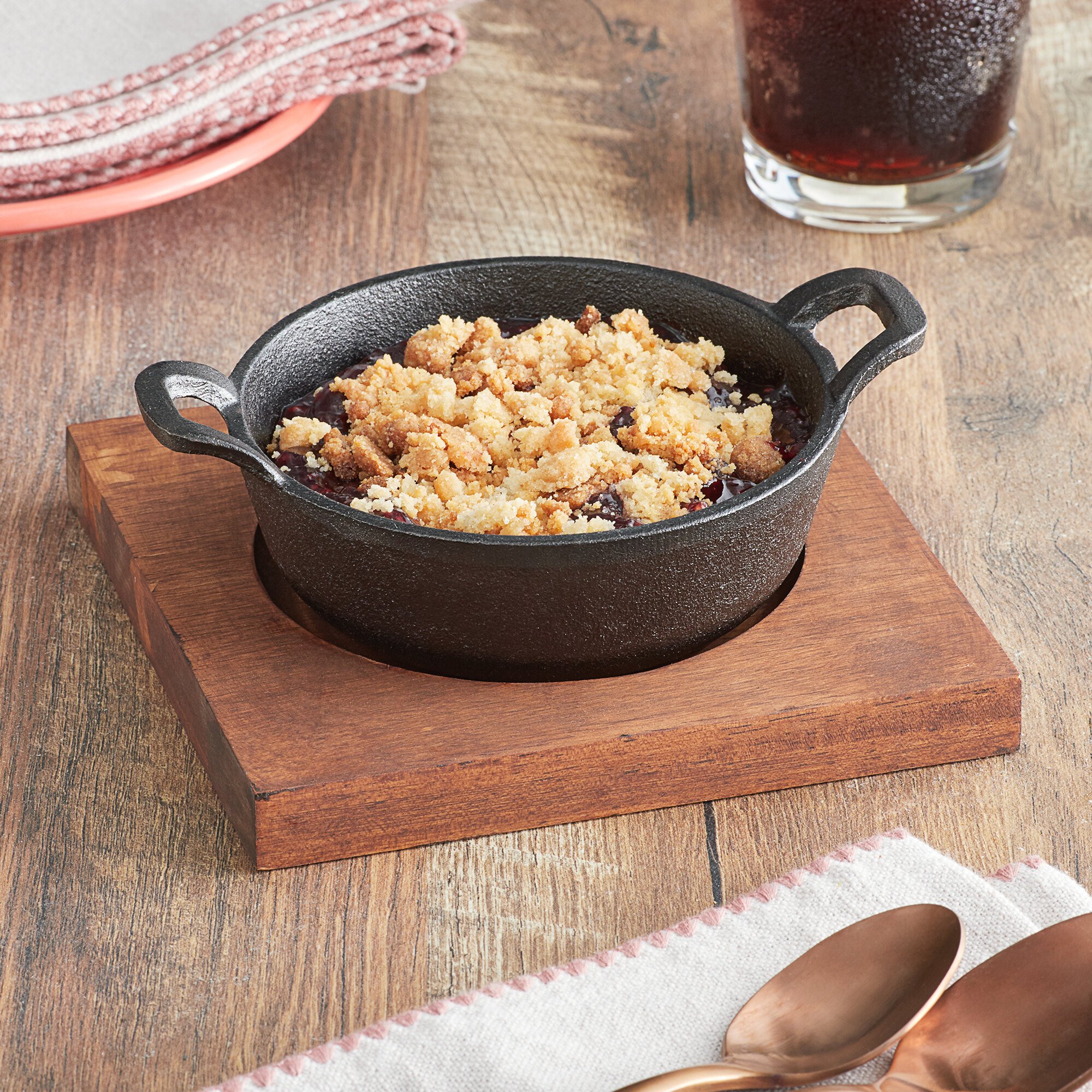 Valor 12 oz. Pre-Seasoned Mini Cast Iron Round Serving Bowl with Square ...