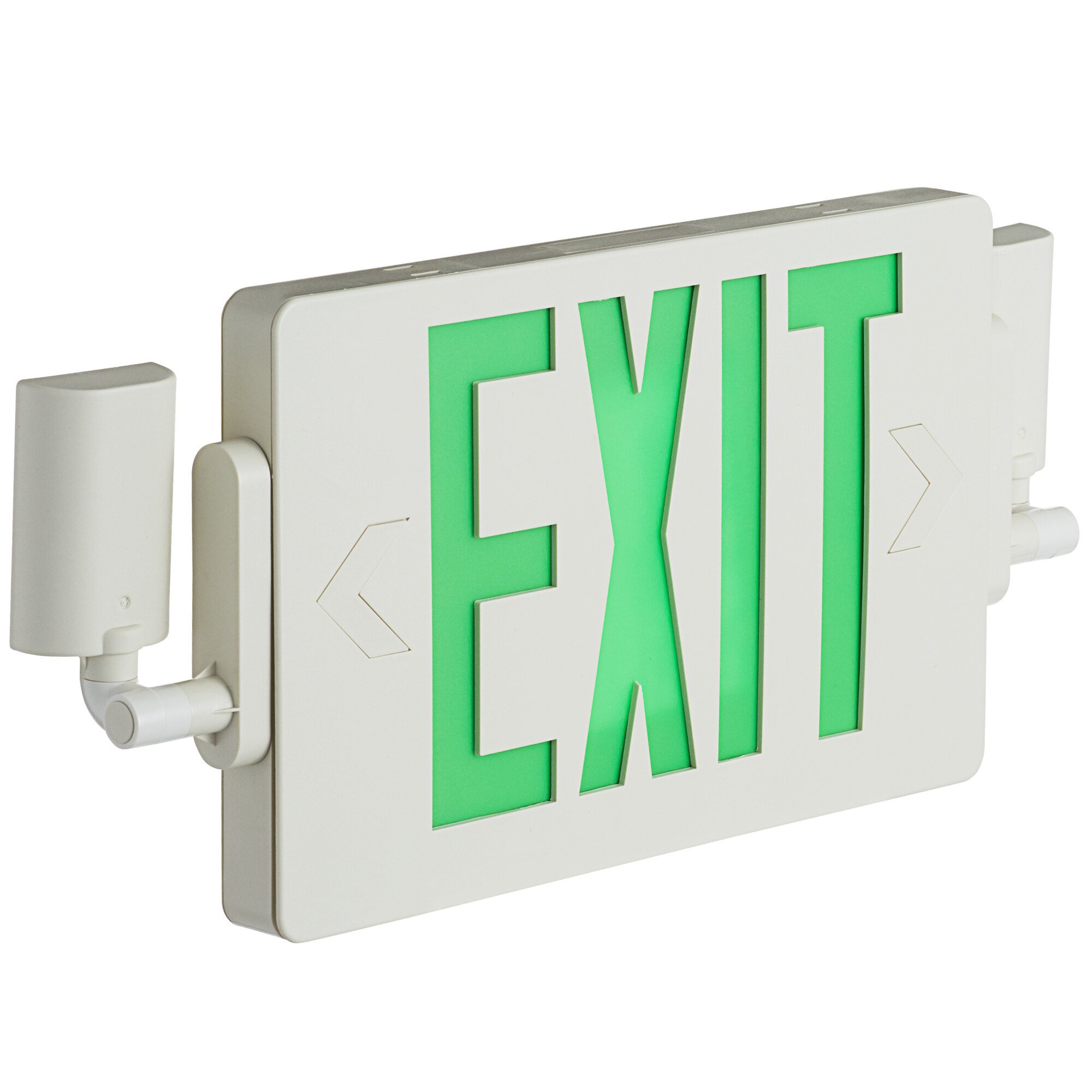 Lavex Industrial Slim Green LED Exit Sign / Emergency Light Combination ...