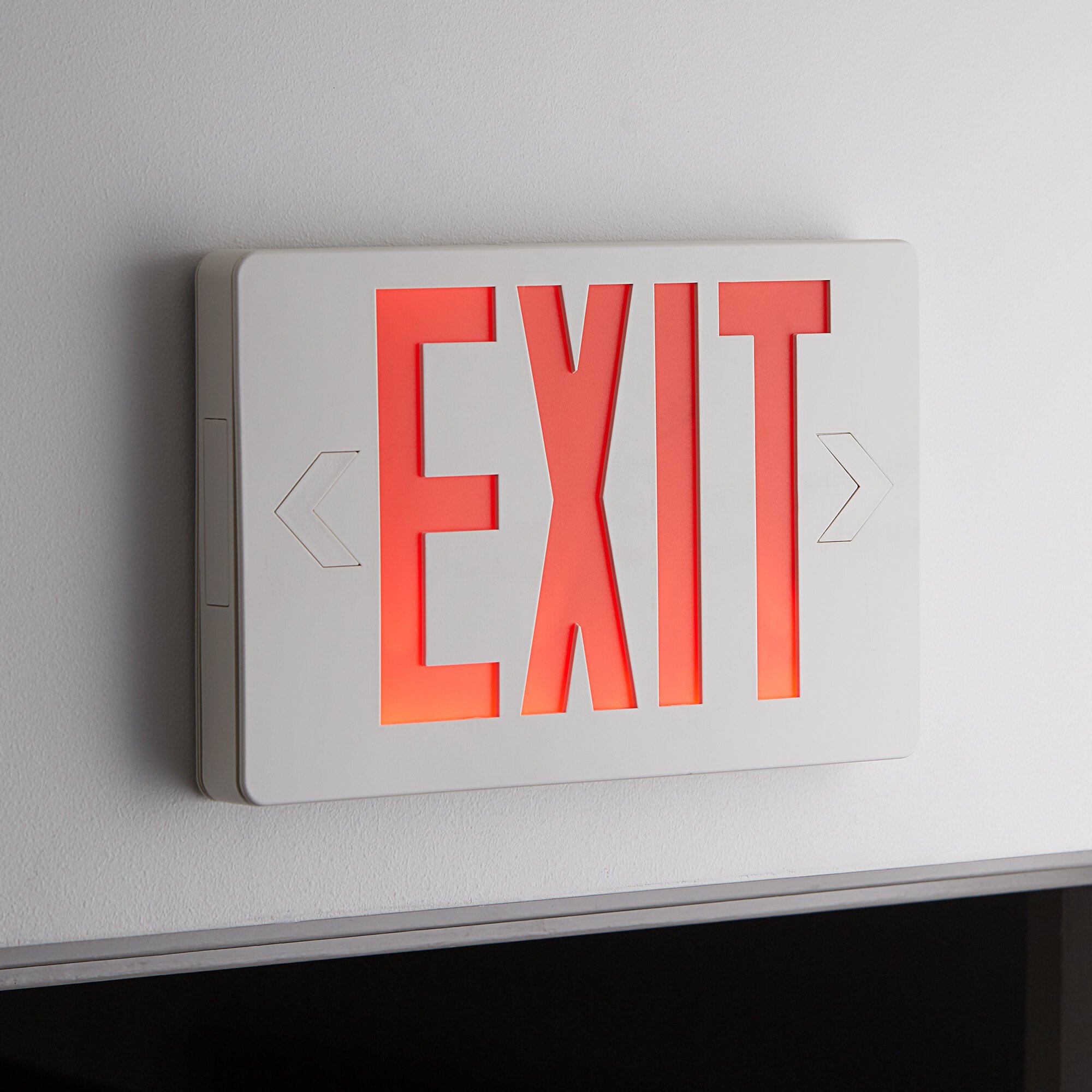 Lavex Industrial Slim Red LED Exit Sign with Battery Backup - 1.1W Unit
