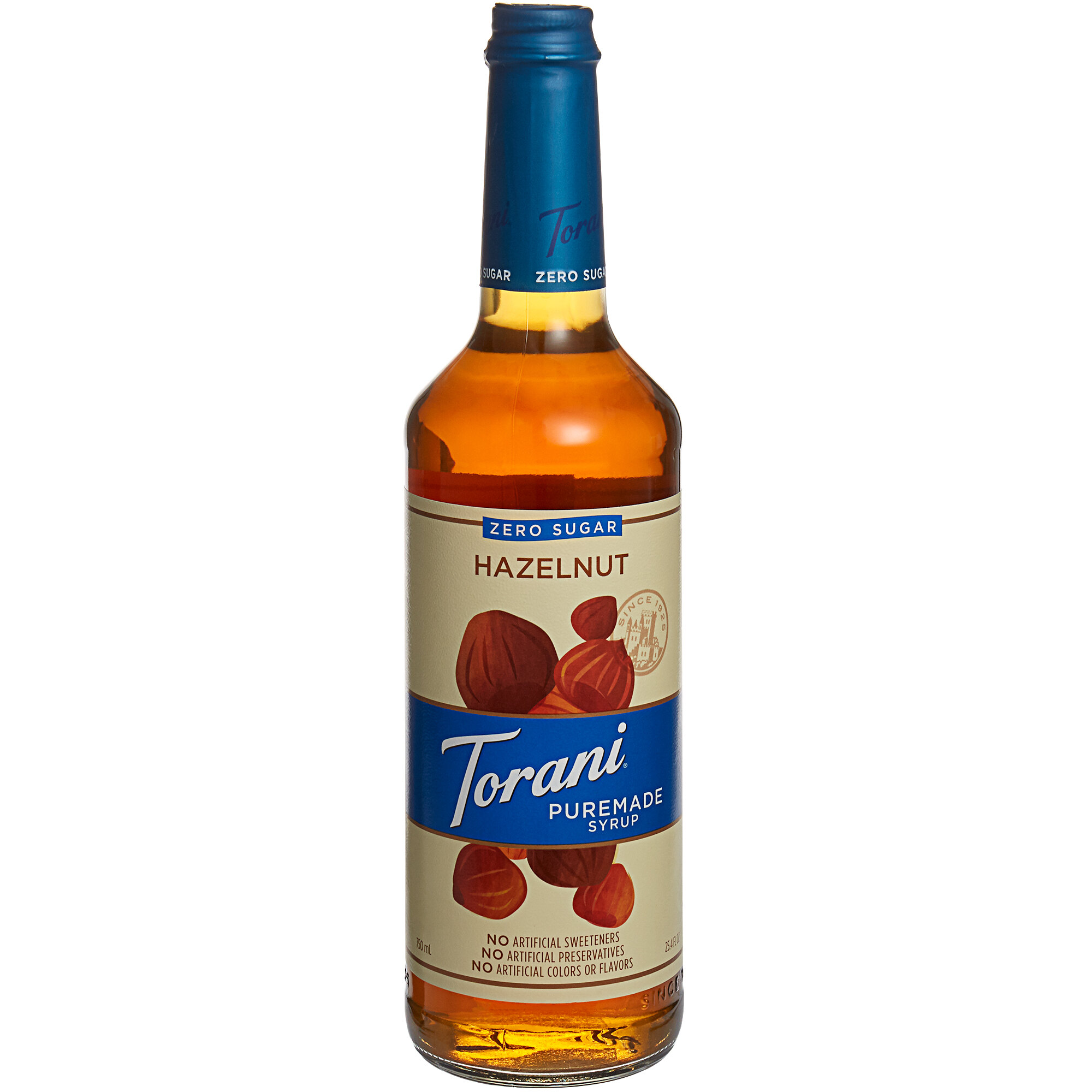 Torani 750 mL Puremade Zero Sugar Hazelnut Flavoring Syrup