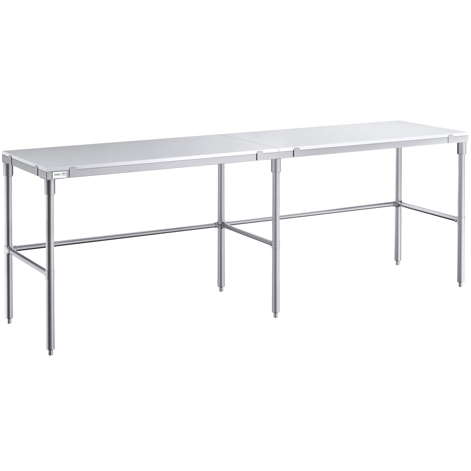 Regency 24" x 96" 14-Gauge 304 Stainless Steel Poly Top Table with 3/4 ...
