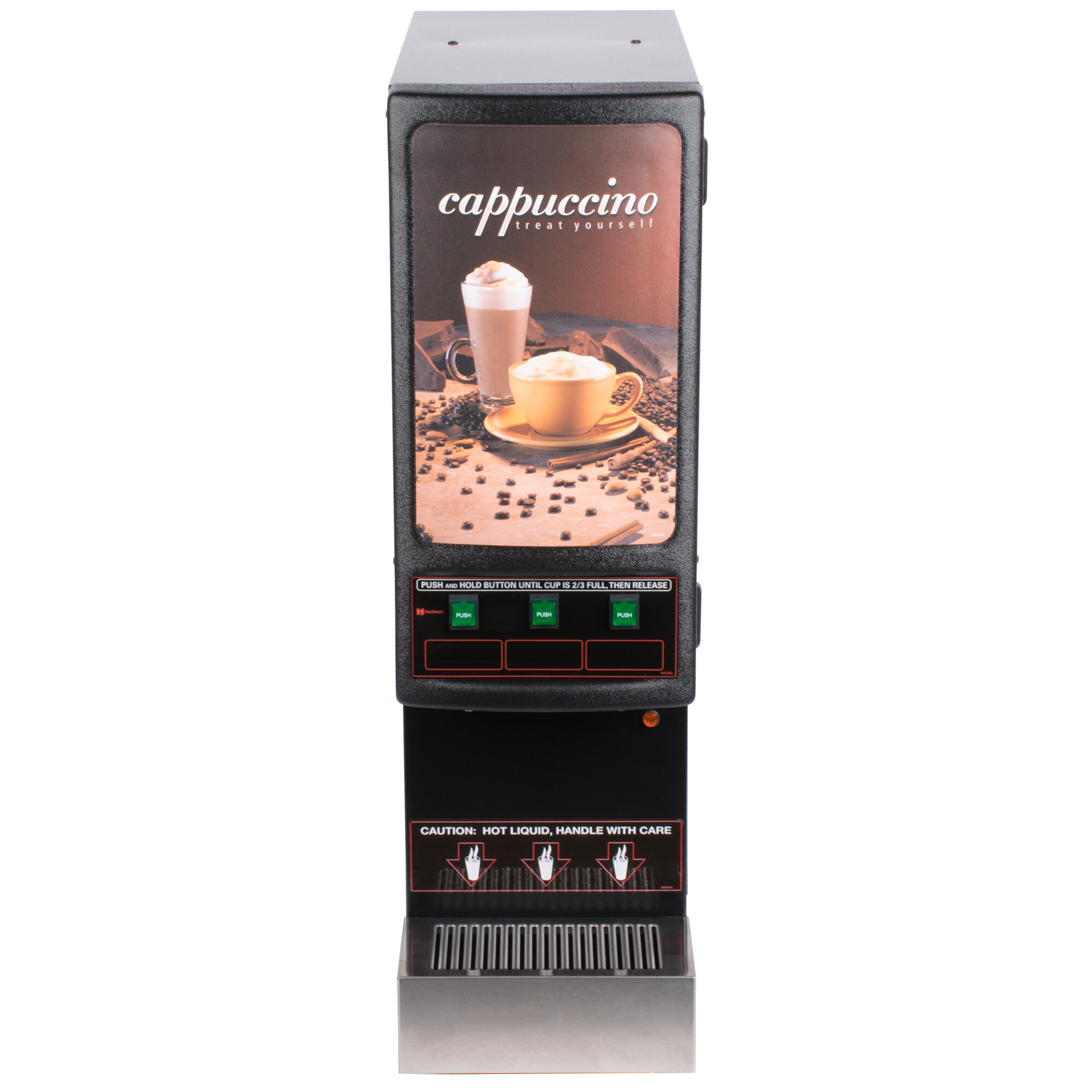 Cecilware 3K-GB-NL Cappuccino Dispenser with Three Hoppers and Sign - 120V