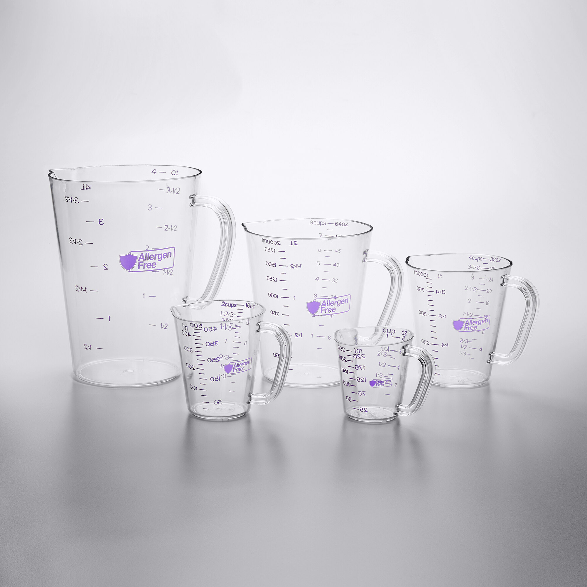 Carlisle 5-Piece Purple Allergen Free Polycarbonate Measuring Cup Set