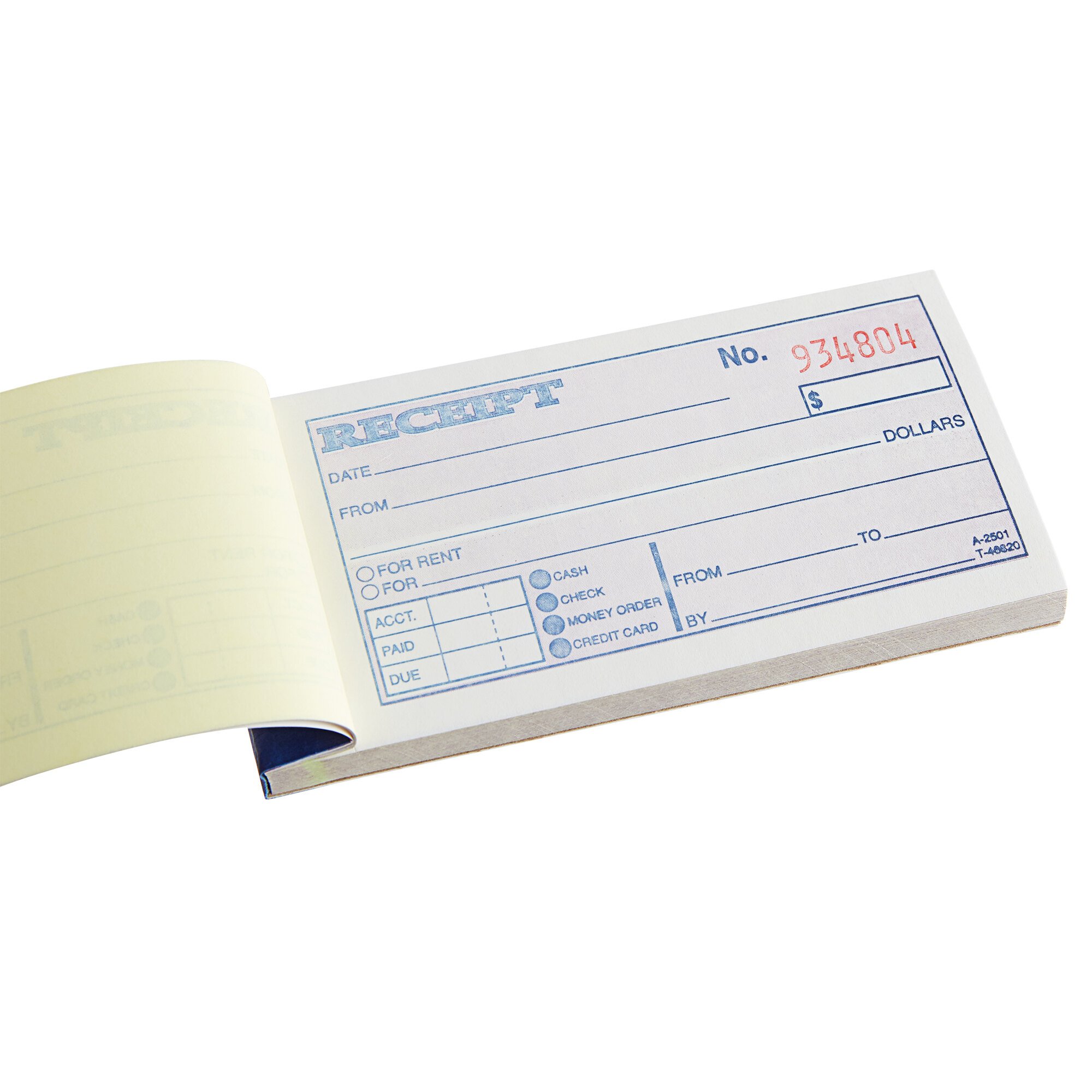 Adams DC2501 2 3/4" x 5 3/8" 2-Part Carbonless Money and Rent Receipt Book