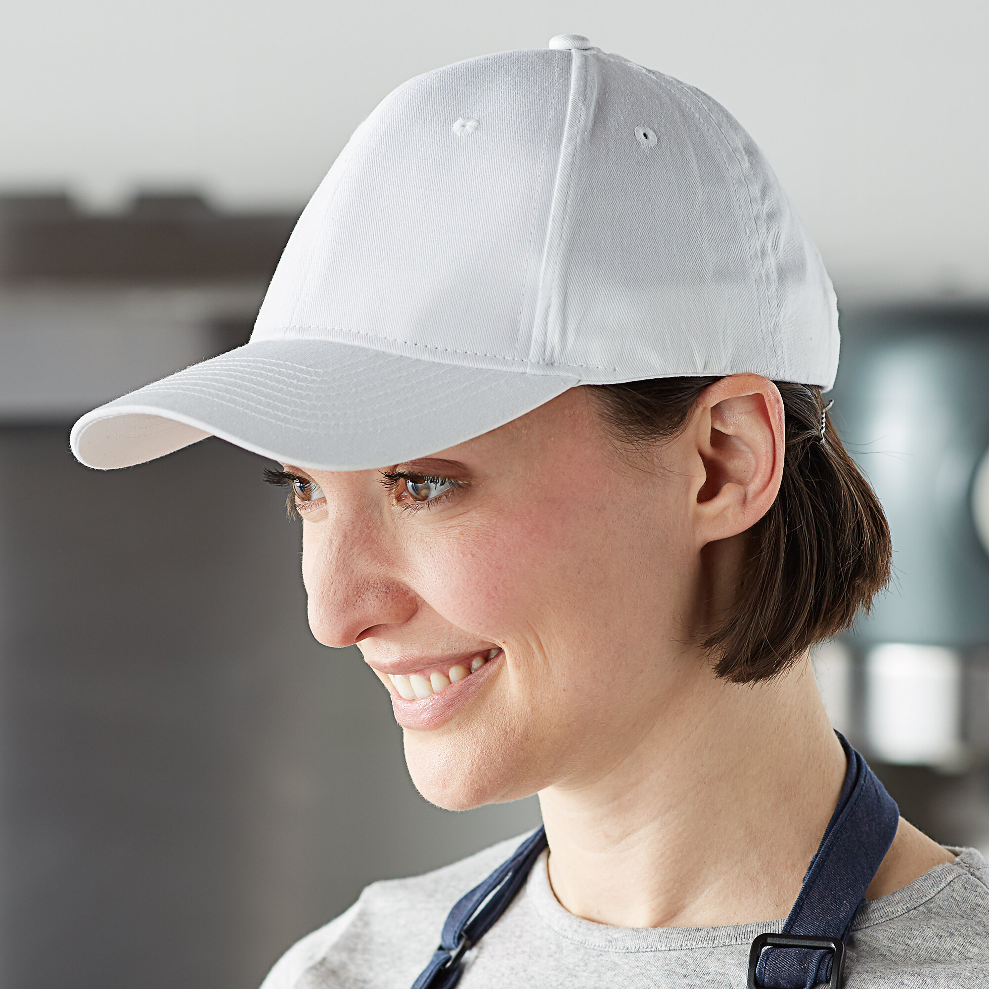 Mercer Culinary White Customizable 6-Panel Chef / Baseball Cap