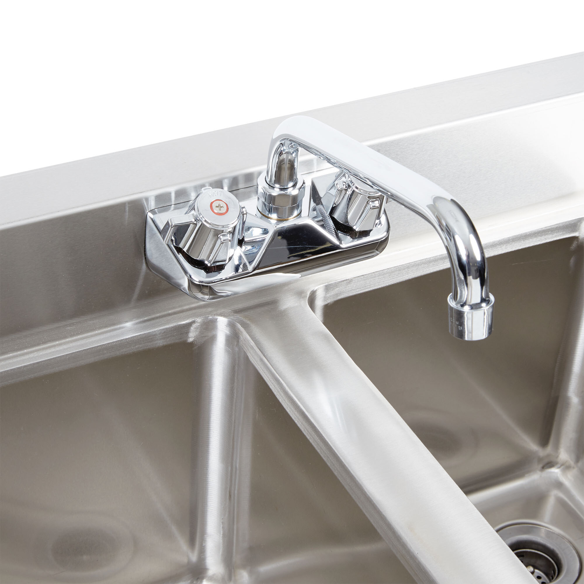 Regency 2 Bowl Underbar Sink with Faucet and Two Drainboards - 48" x 18 ...