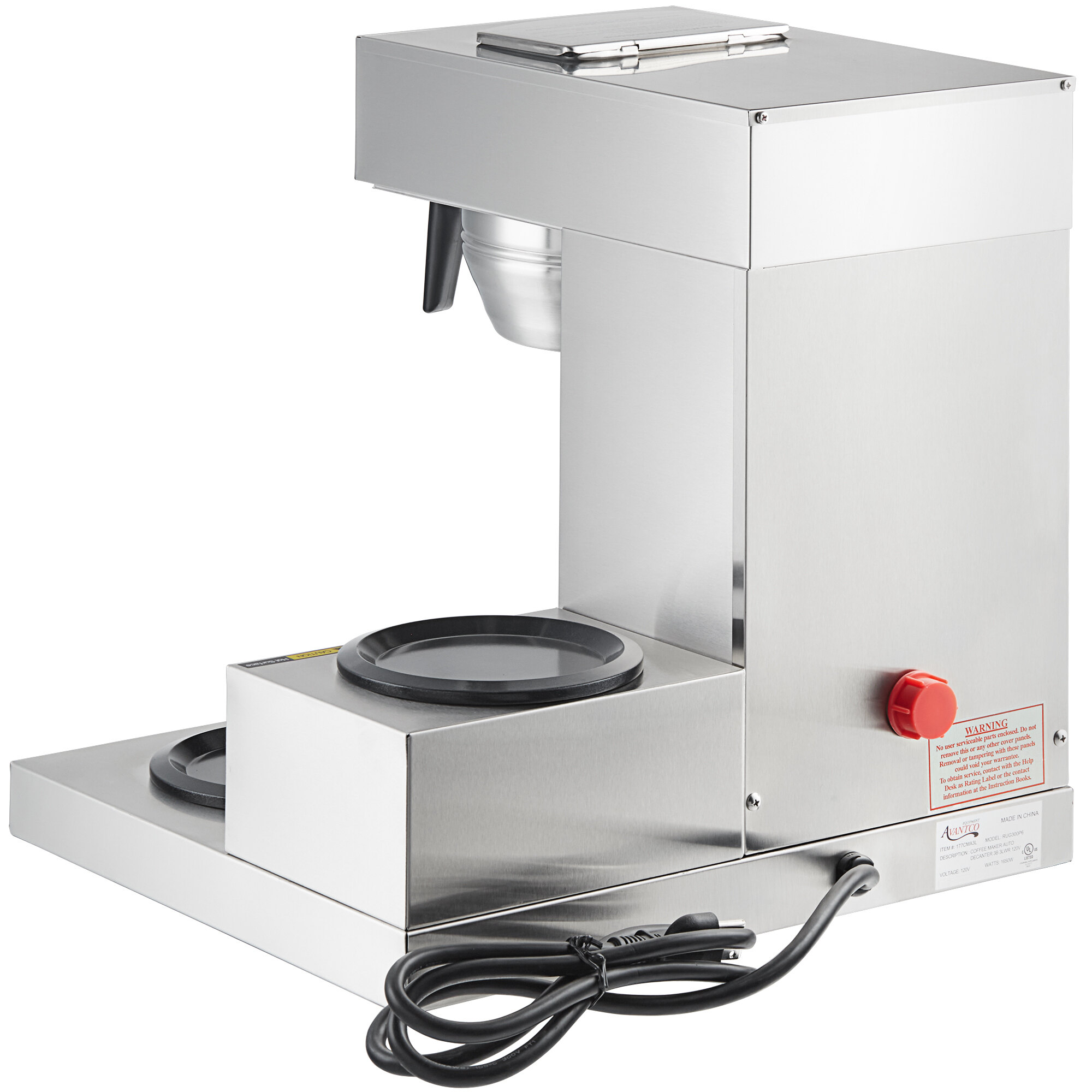 Avantco CMA3L Automatic Coffee Maker with 3 Lower Decanter Warmers ...