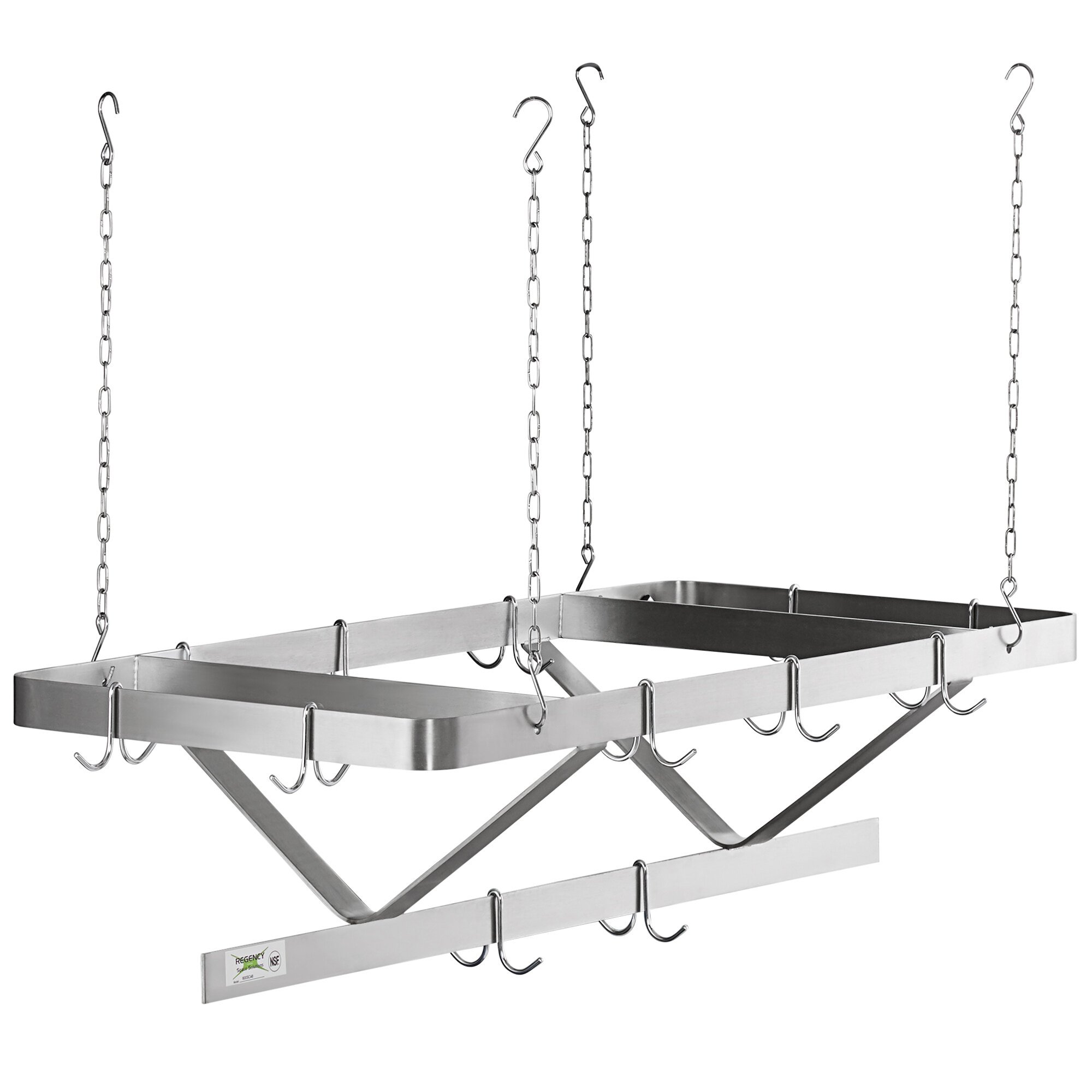 Regency Stainless Steel Ceiling-Mounted Pot Rack with 12 Double Prong ...