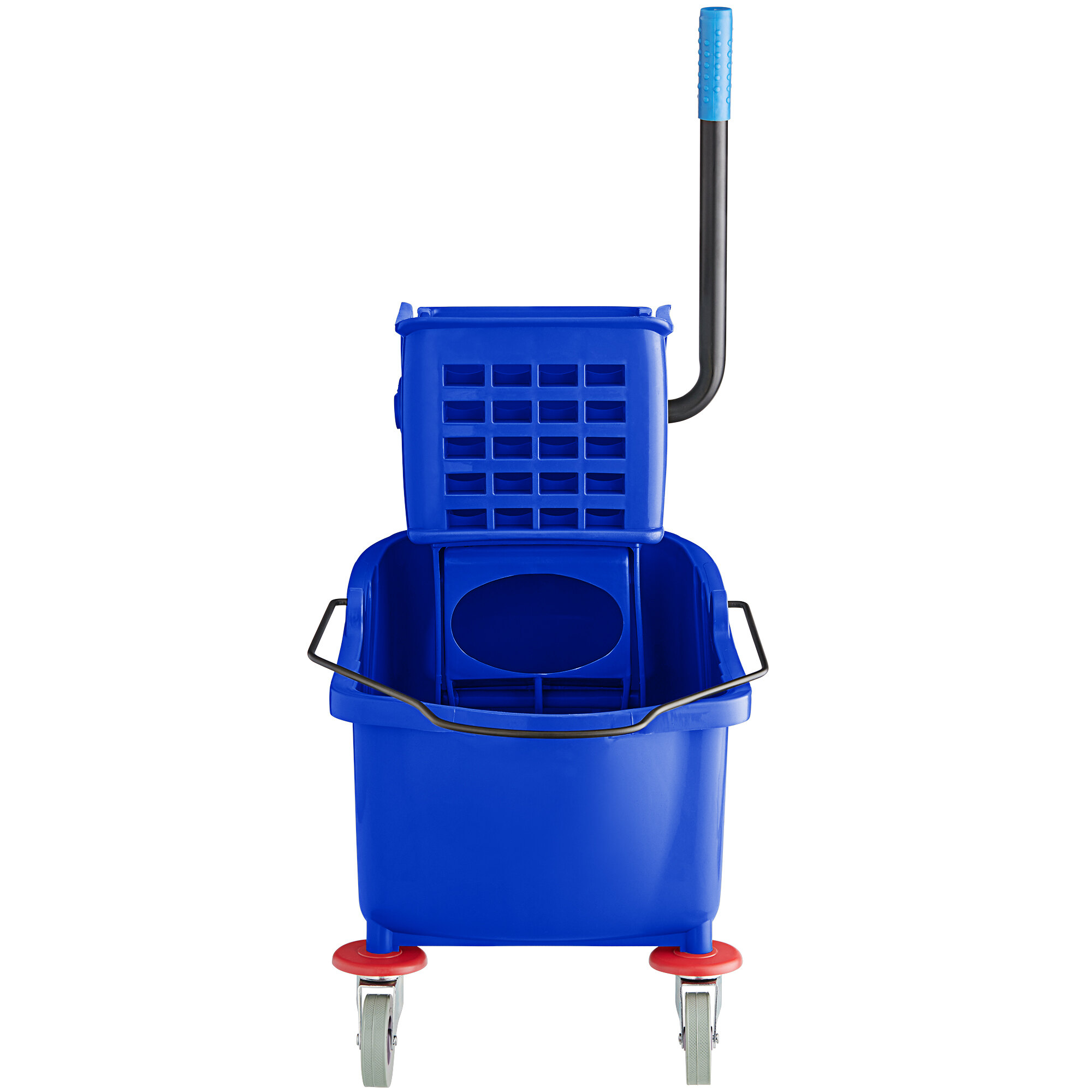 Lavex Janitorial 26 Qt. Blue Mop Bucket and Side Press Wringer Combo