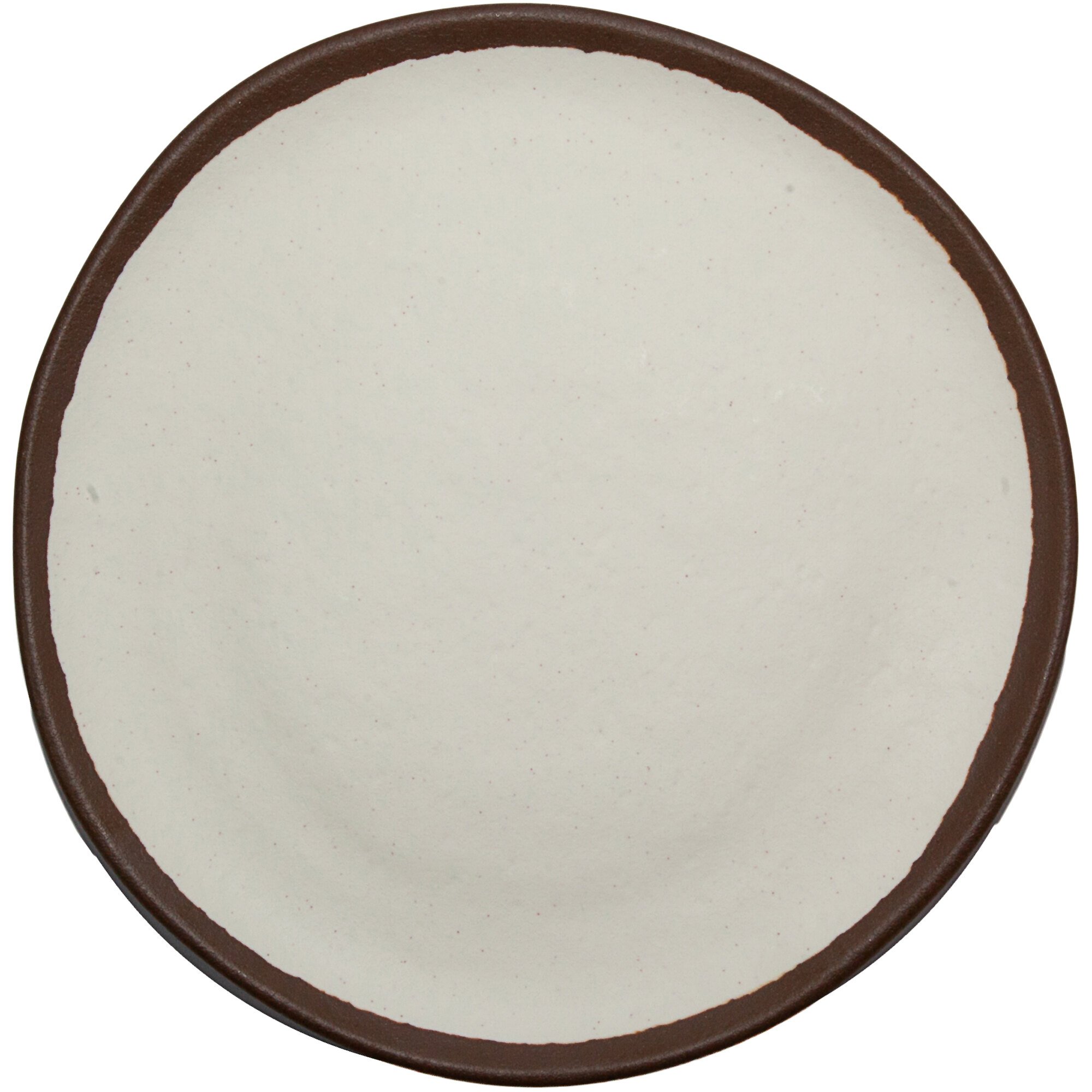 GET P-90-CRM Pottery Market 9" Coupe Glazed Cream Plate with Brown Trim ...