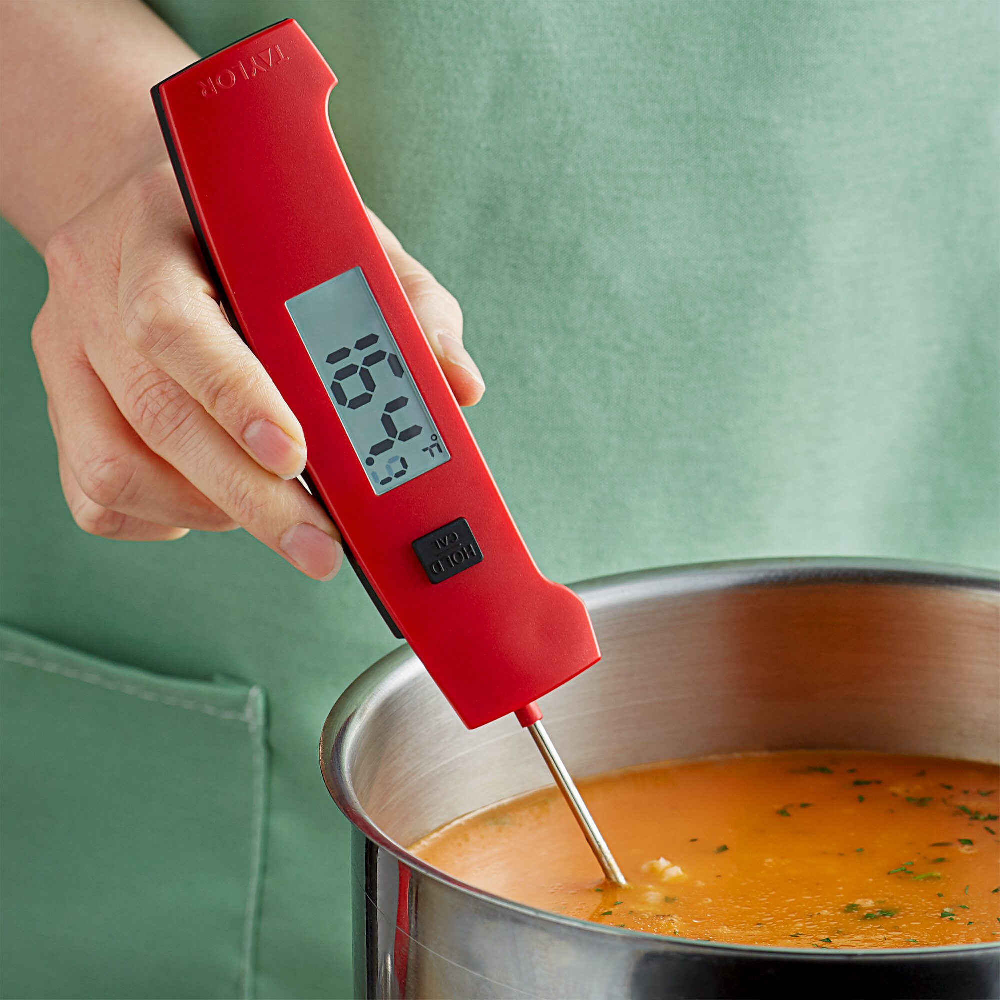 Taylor 5256860 4 3/8" Red Waterproof Digital Folding Thermocouple ...