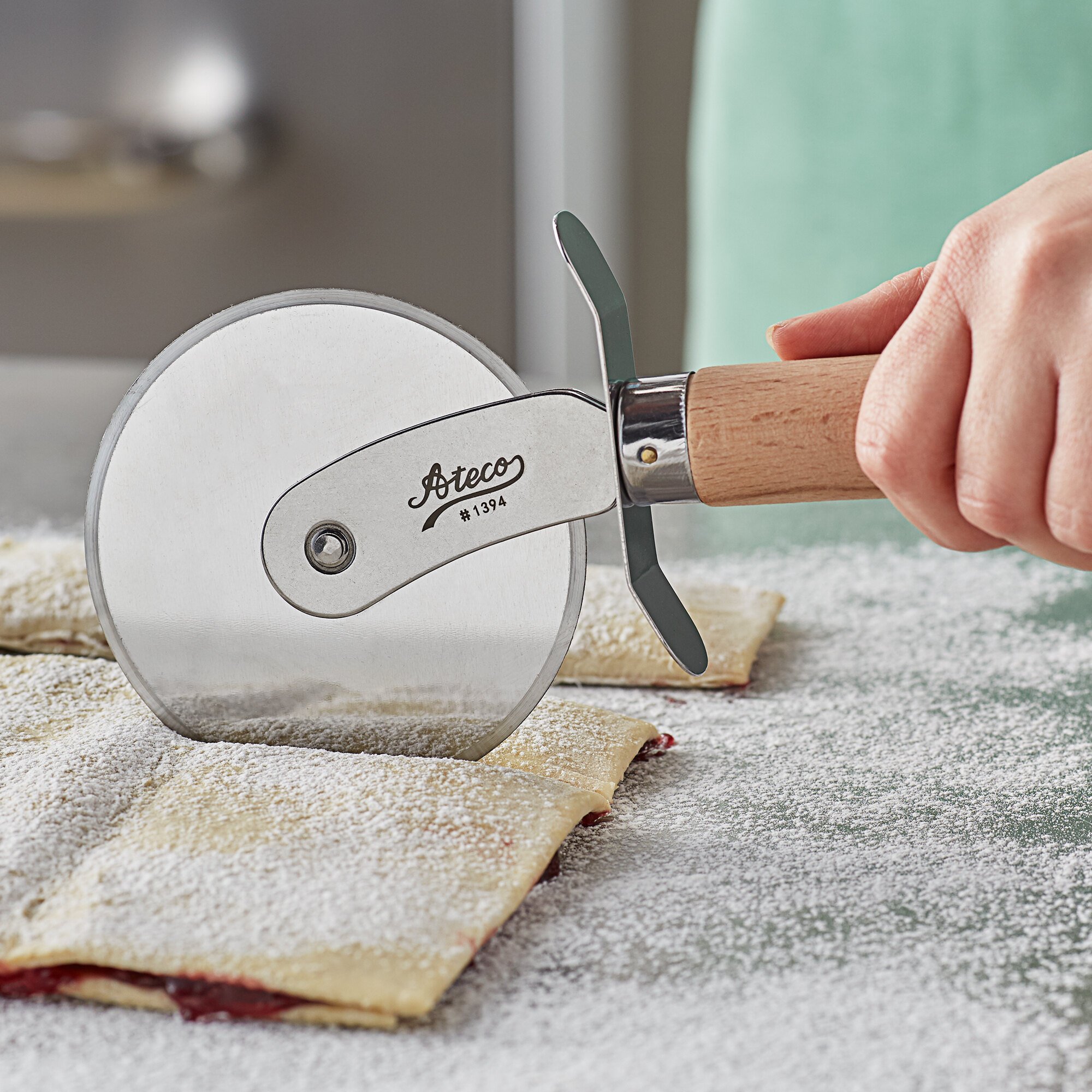Ateco 1394 4" Stainless Steel Pastry Cutter with Wooden Handle