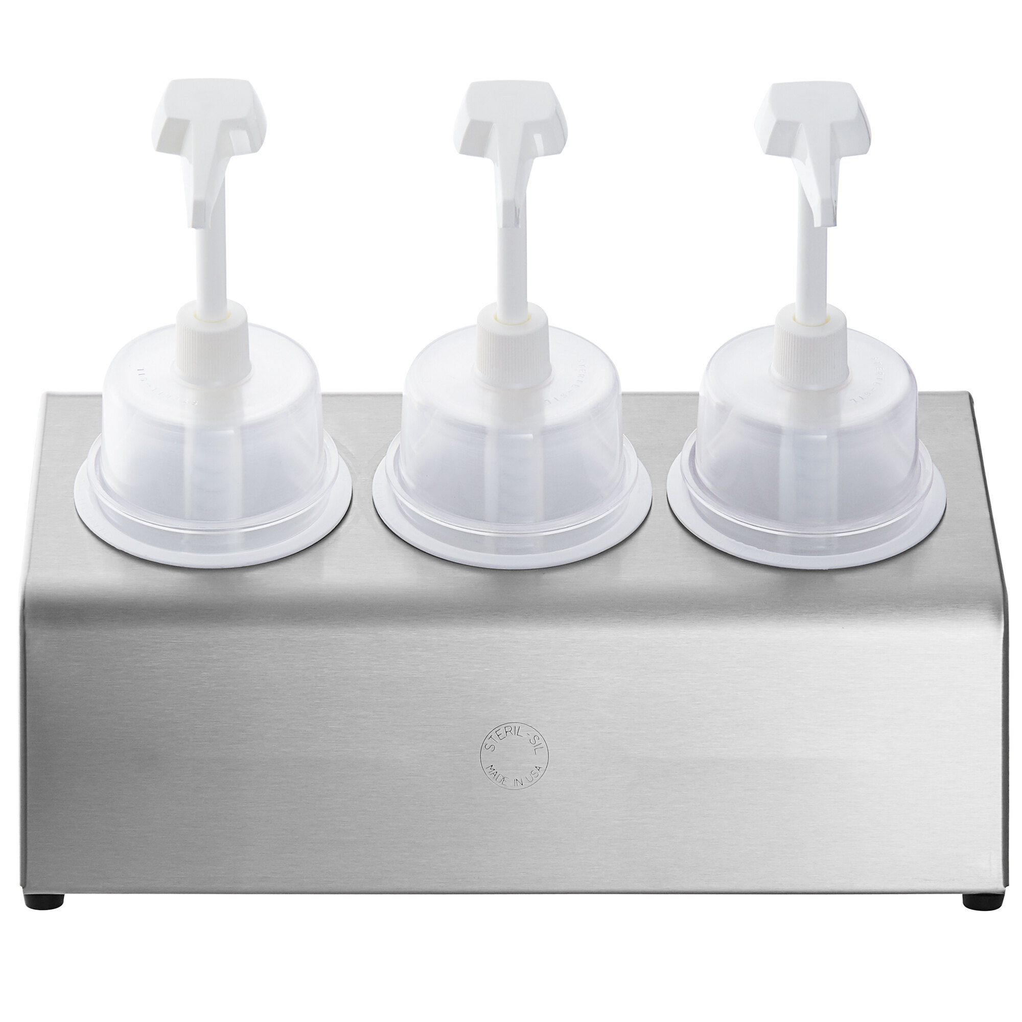 Steril-Sil 30 oz. 3-Compartment Stainless Steel Condiment Dispenser Kit ...