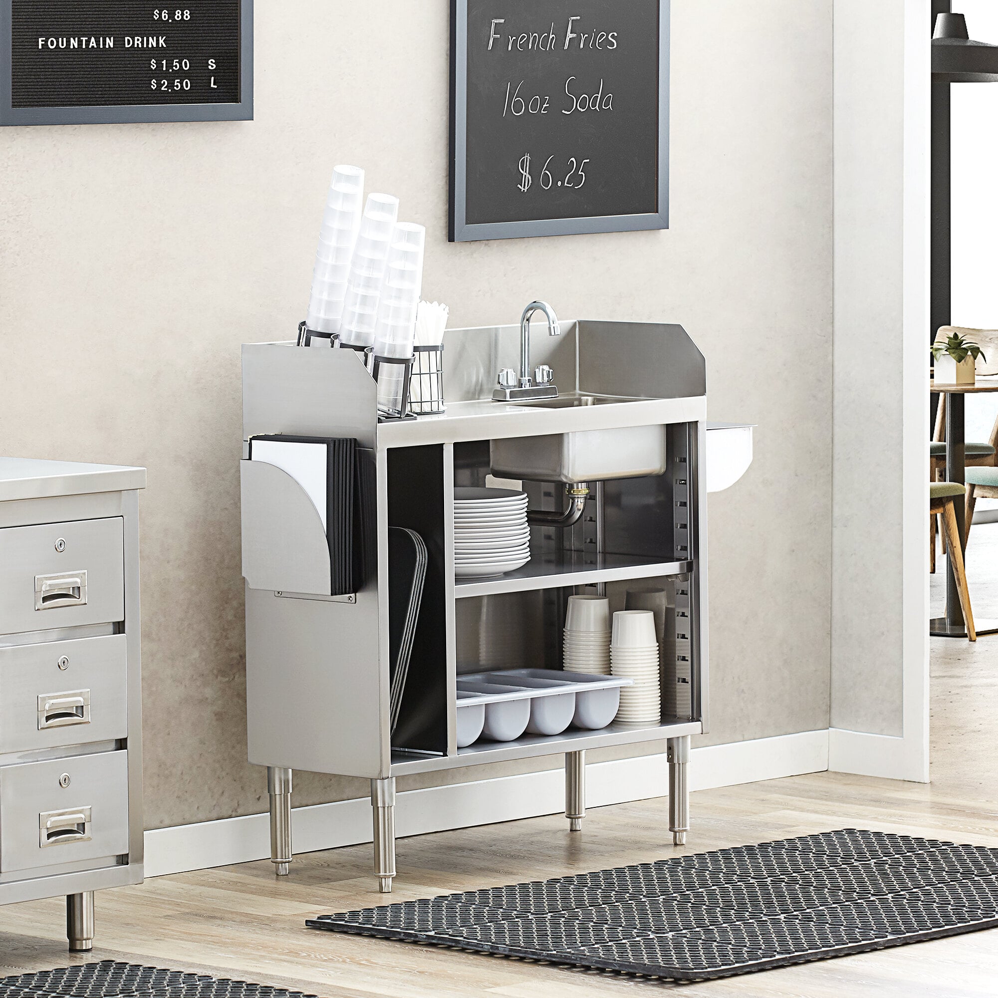 Regency 36" Stainless Steel Bussing / Waitress Station with Pan Holder ...