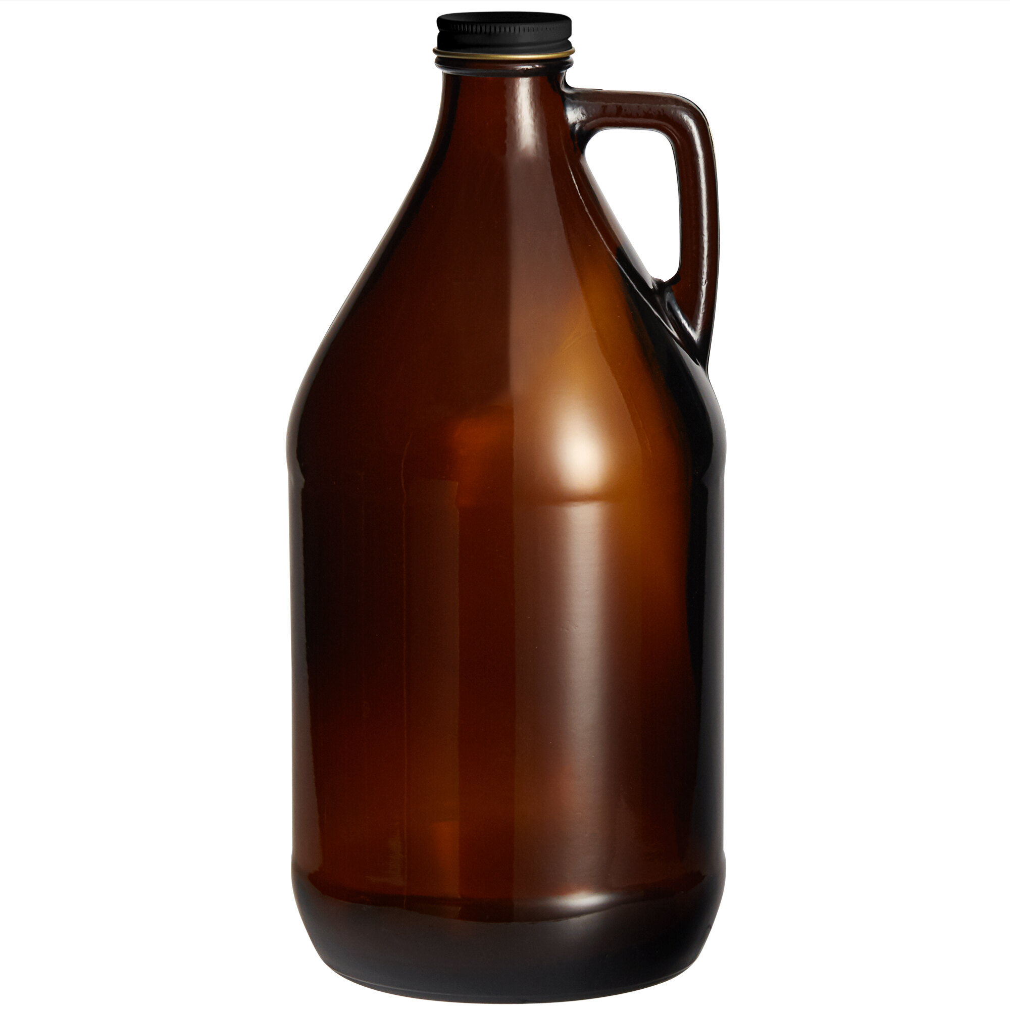64 oz. Amber Growler w/ Cap (Customizable) - 6/Case