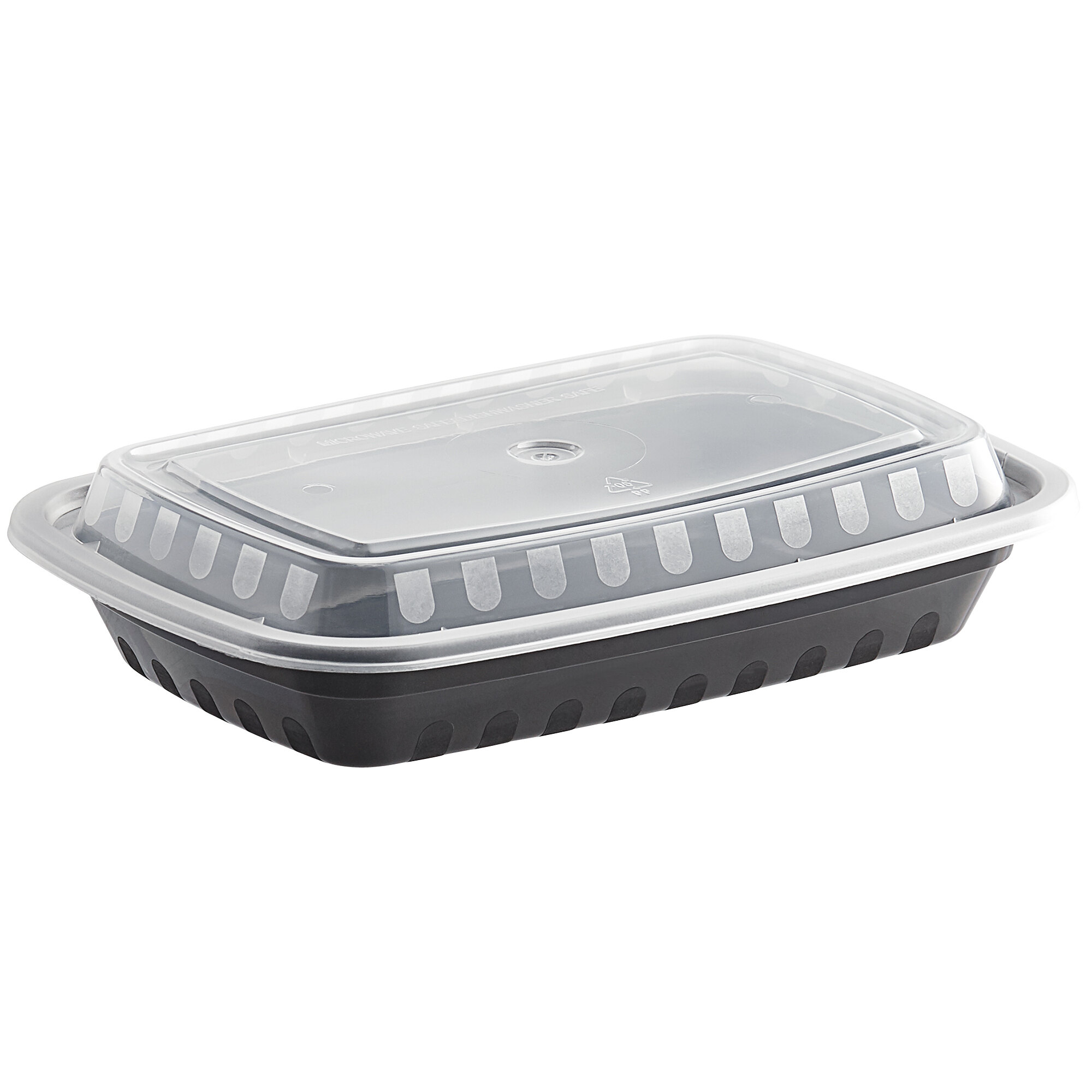 Choice 16 oz. Black Rectangular Microwavable Heavy Weight Container with Lid - 150/Case