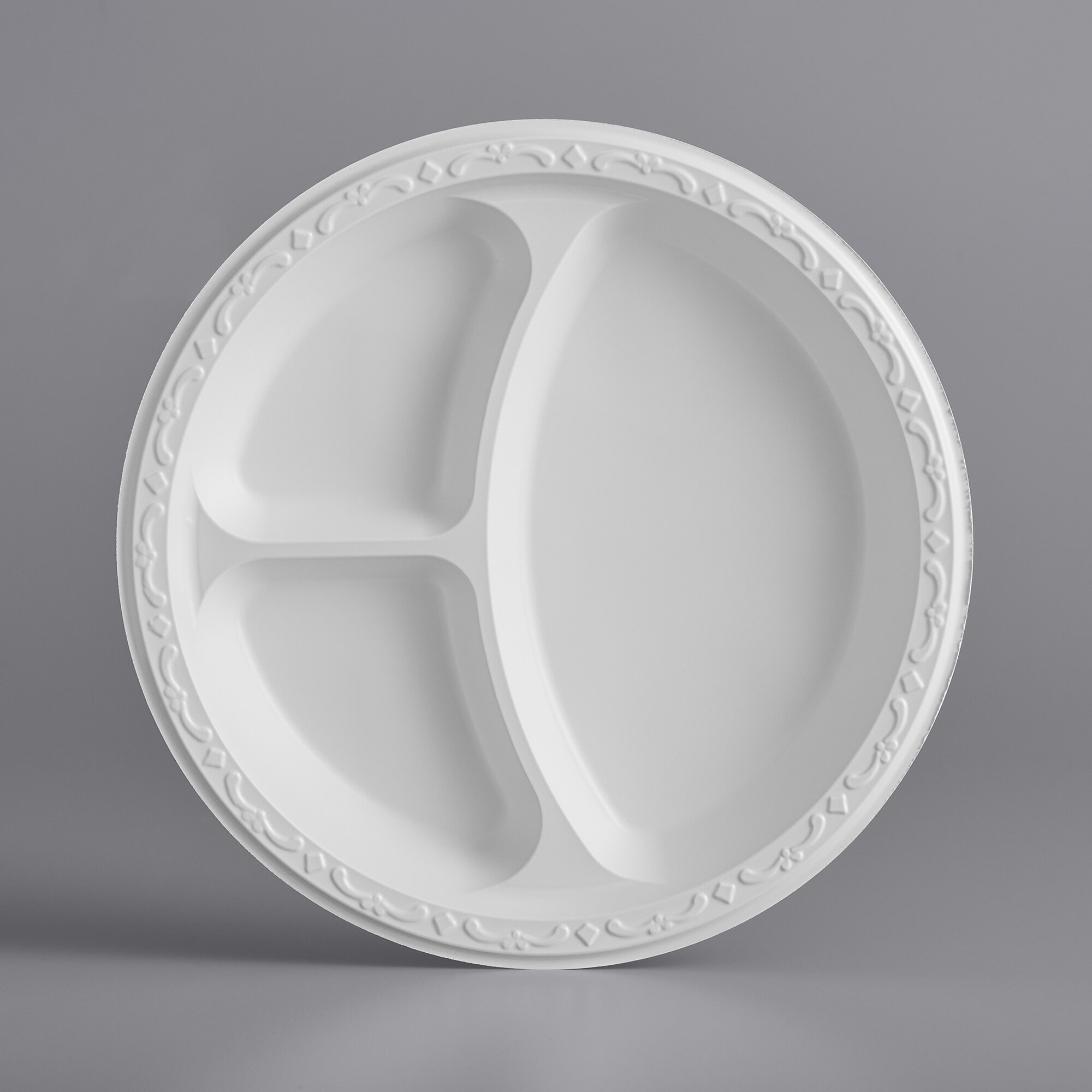 TerraSmart 10" 3-Compartment White Mineral-Filled Polypropylene Plate ...