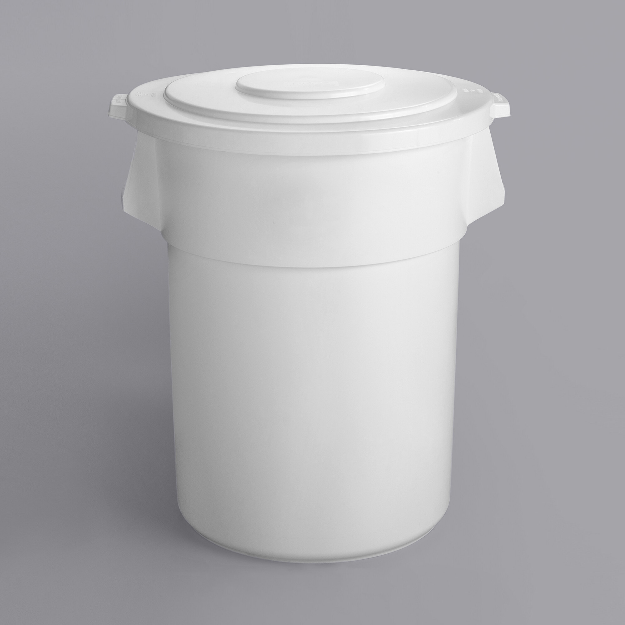 55 Gallon / 880 Cup White Round Ingredient Storage Bin with White Snap ...