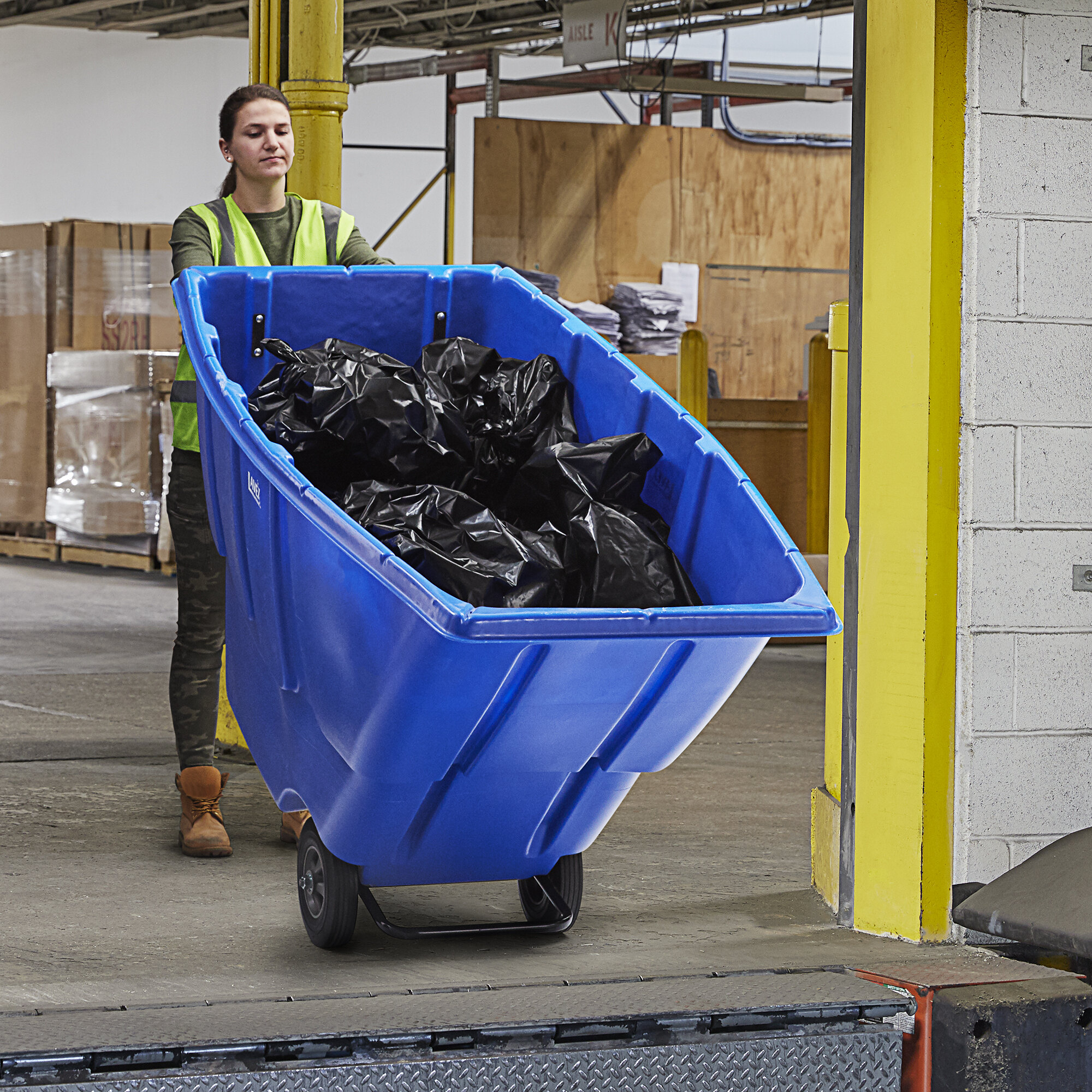 Lavex Industrial 1 Cubic Yard Blue Tilt Truck / Trash Cart (600 lb ...