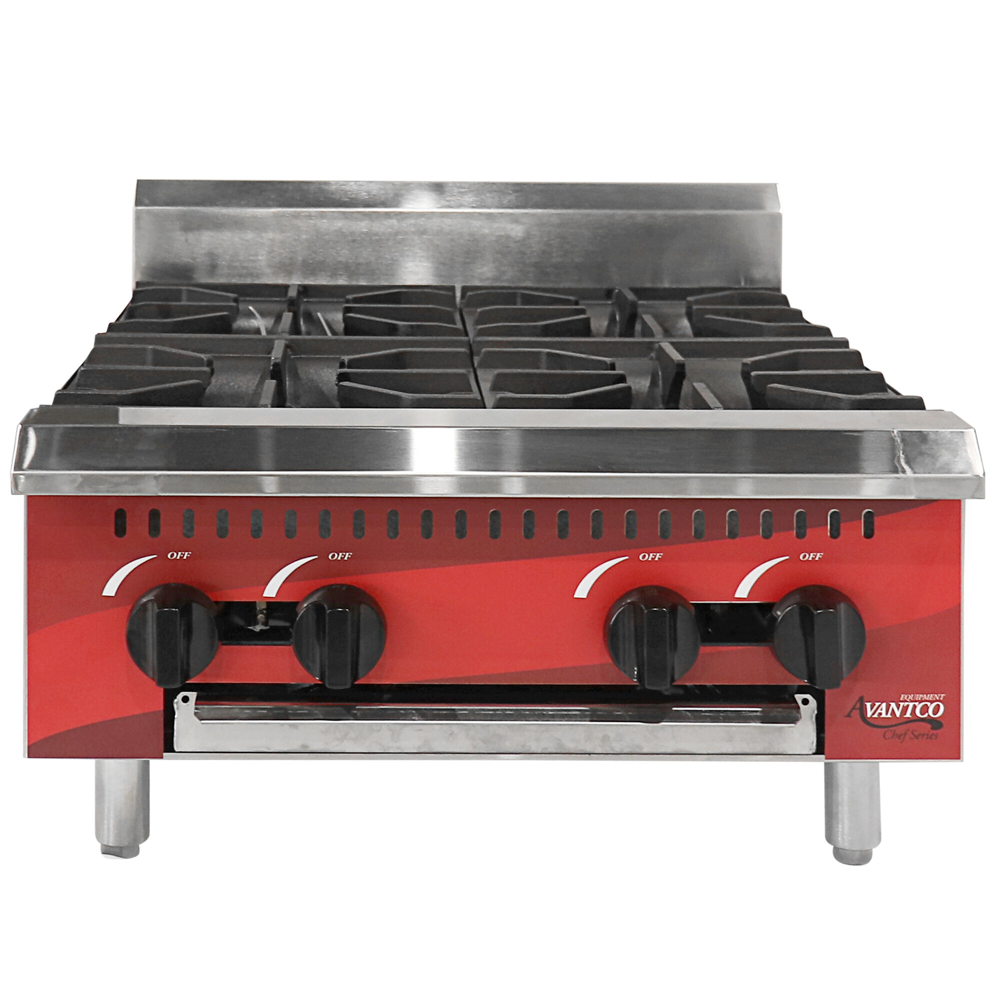 Avantco Chef Series CAG-R-4-24 24" 4 Burner Gas Countertop Range ...