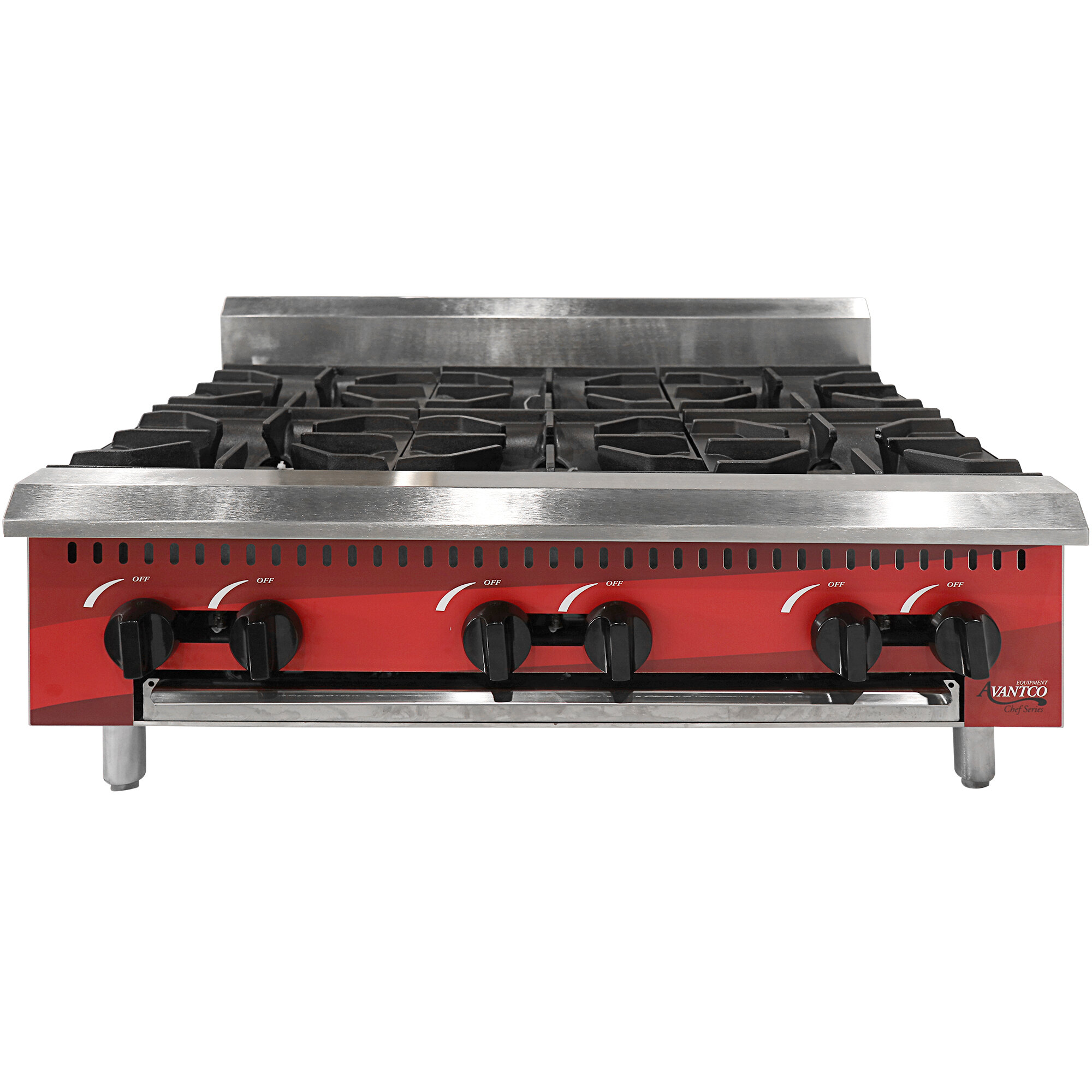 Avantco Chef Series CAG-R-6-36 36" 6 Burner Gas Countertop Range ...