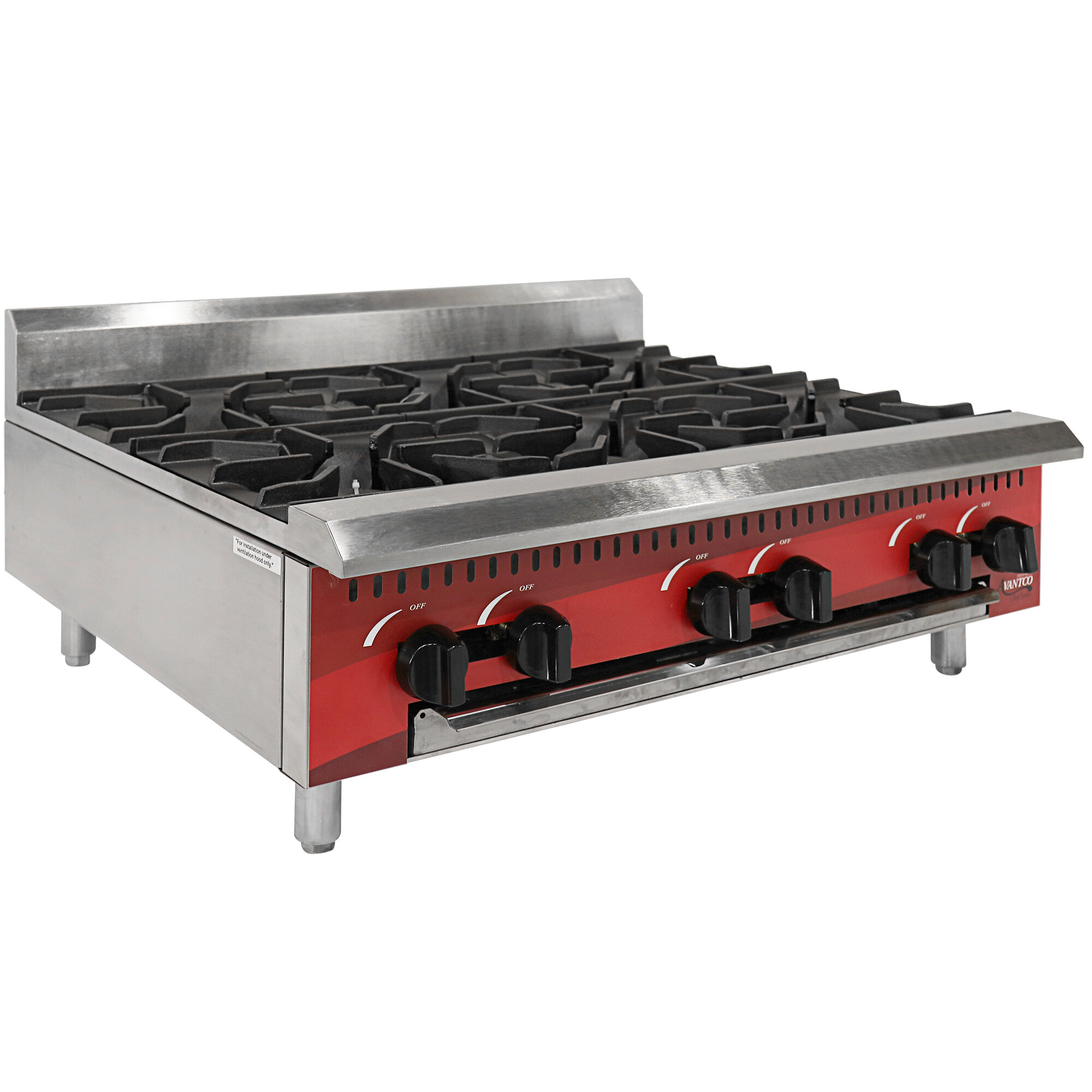 Avantco Chef Series CAG-R-6-36 36" 6 Burner Gas Countertop Range ...