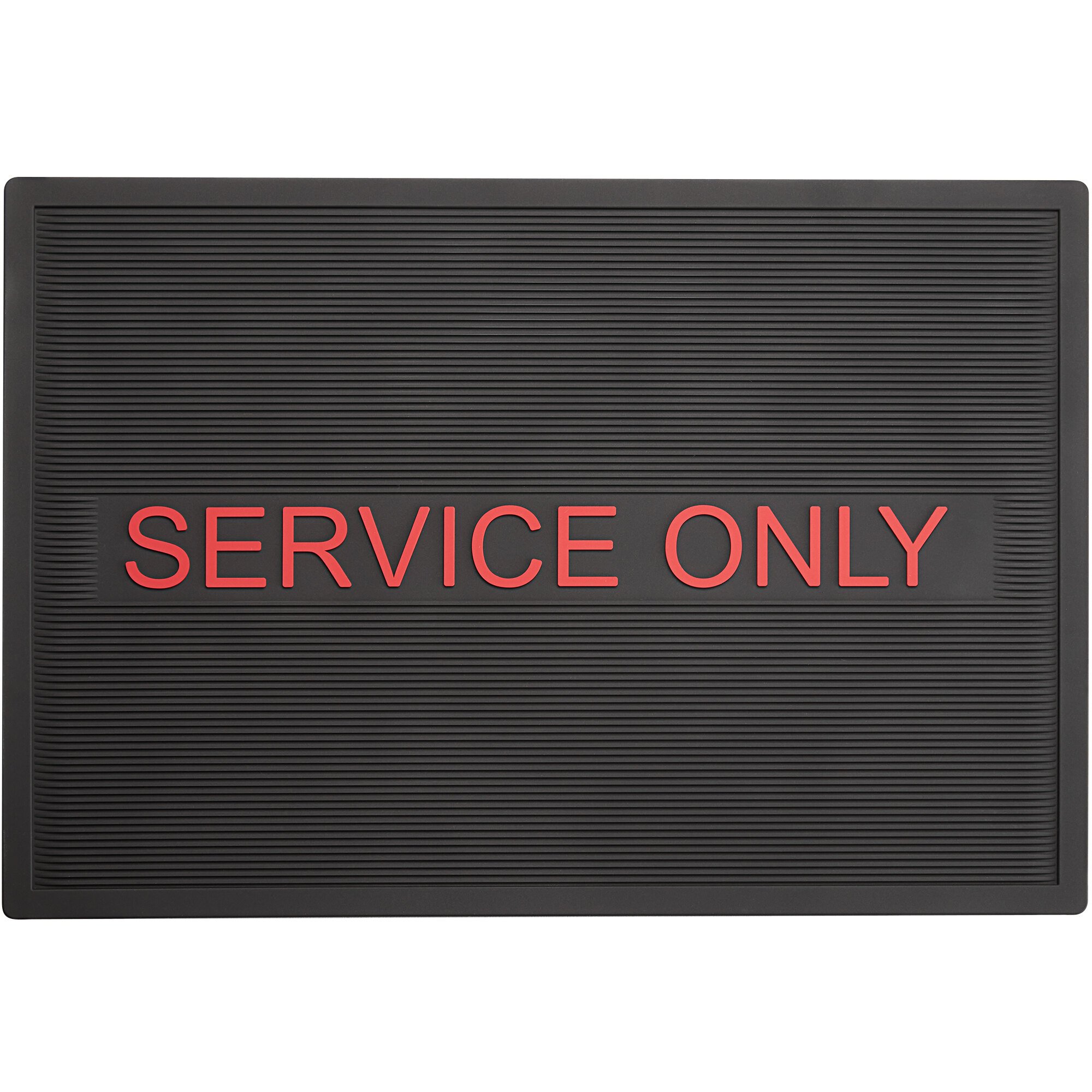 Choice 12" x 18" Black and Red Service Only Bar Mat
