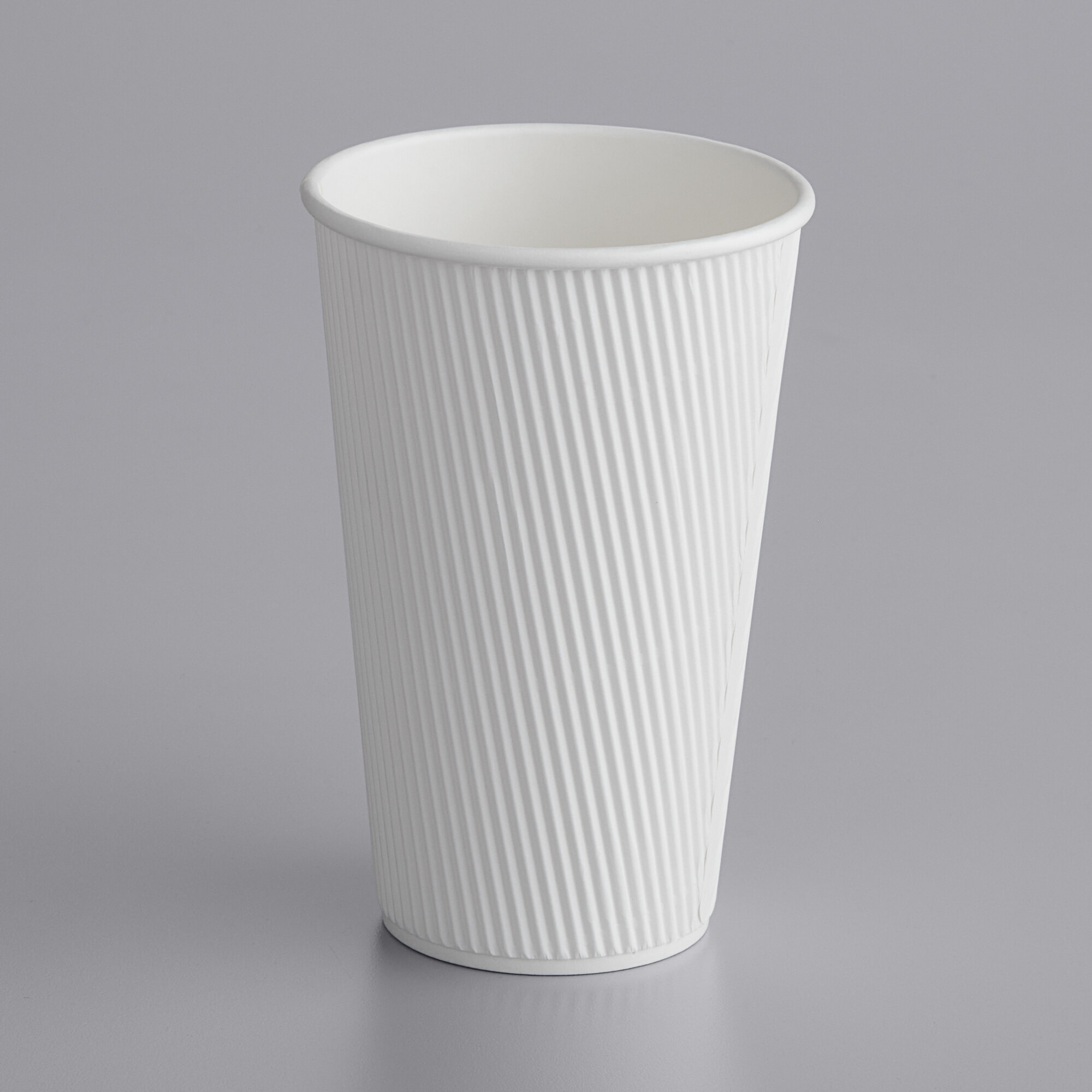 Choice 16 oz. Sleeveless Ripple Wall White Paper Hot Cup - 25/Pack
