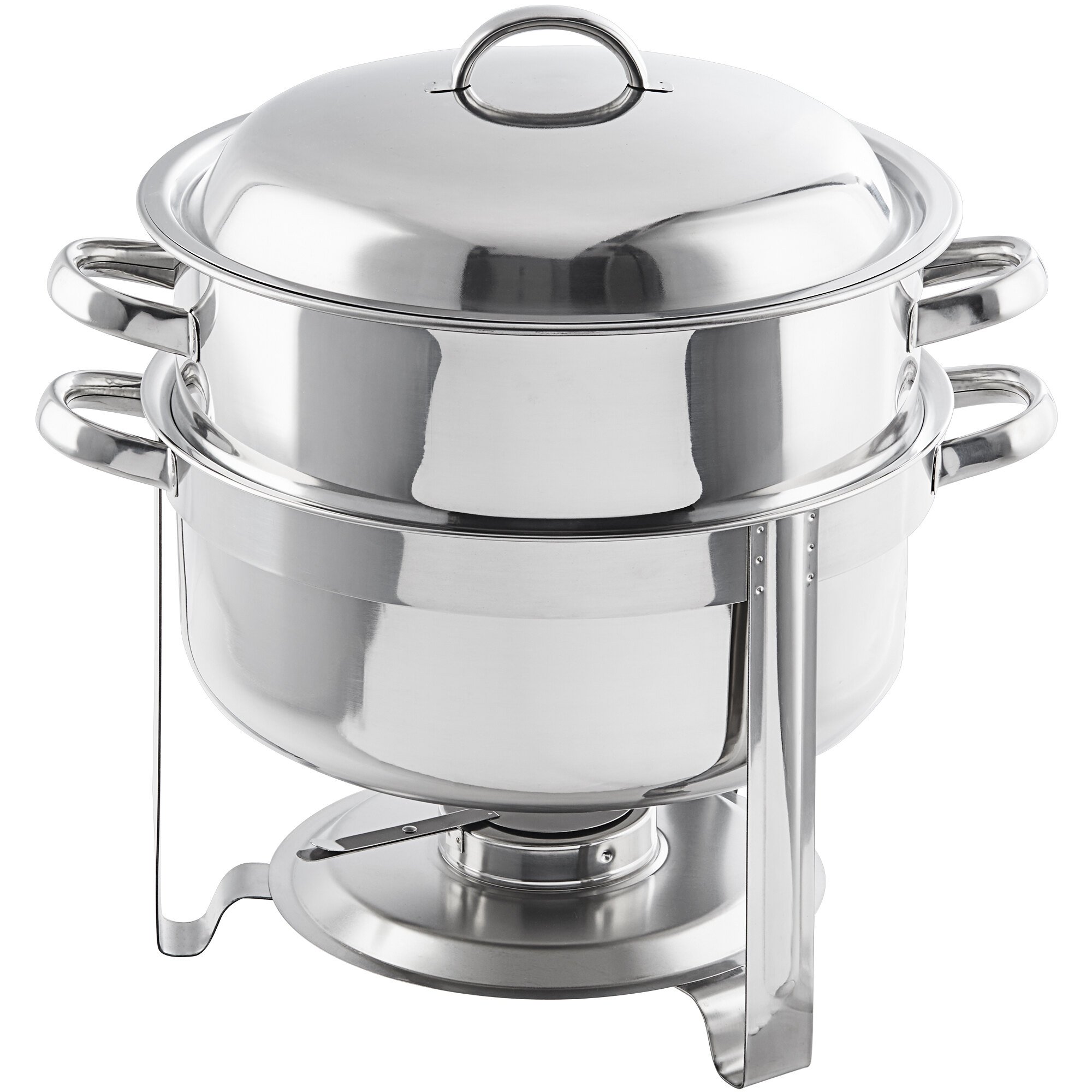Choice Deluxe 14 Qt. Round Chrome Accent Soup Chafer