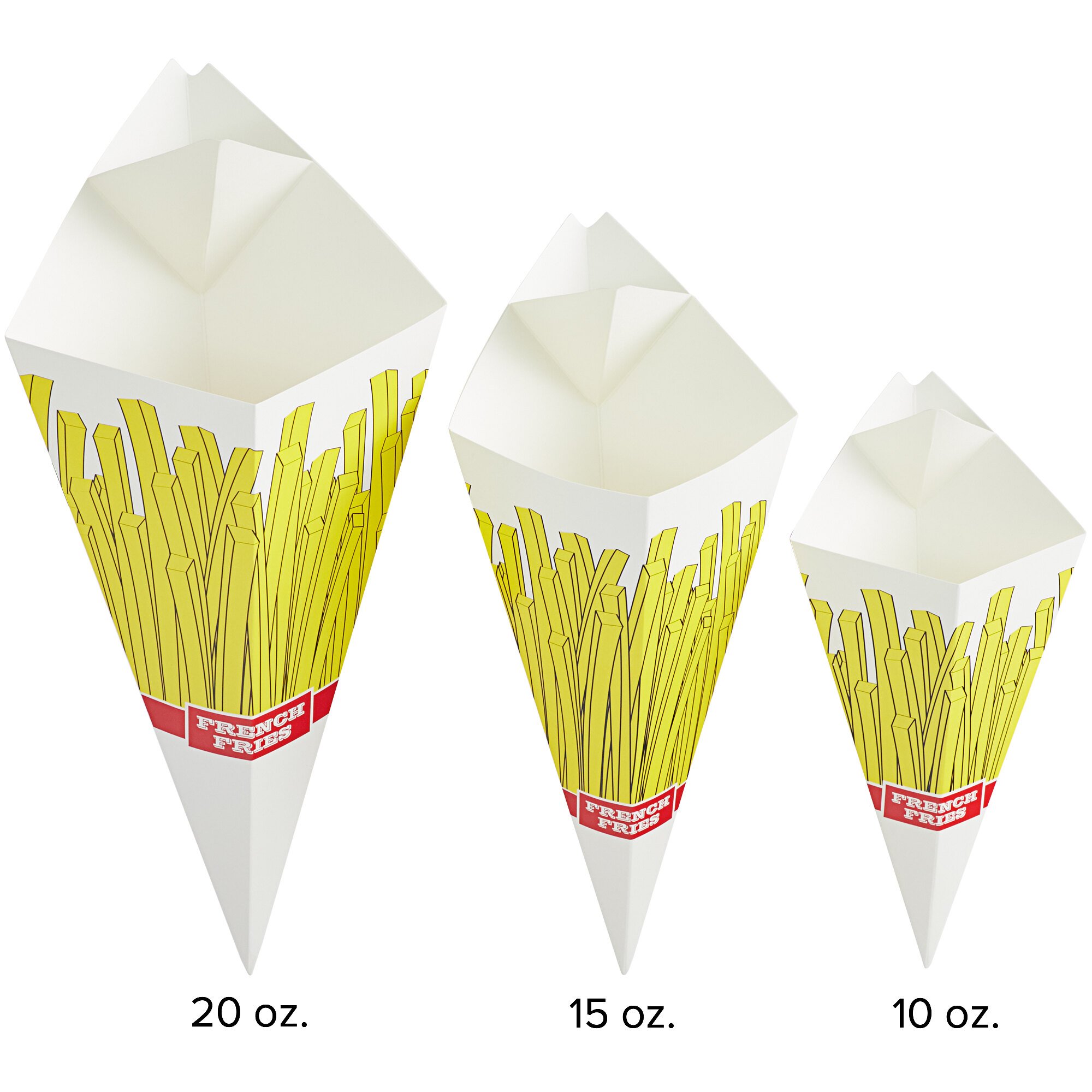 Carnival King 10 oz. Square French Fries Cardboard Fry Cone - 500/Case