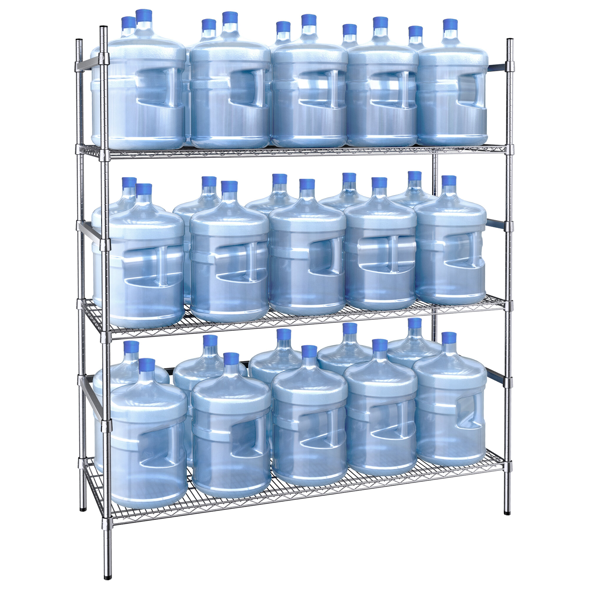 Regency 30-Bottle Chrome 5 Gallon Water Bottle Rack - 24" x 60" x 74 ...