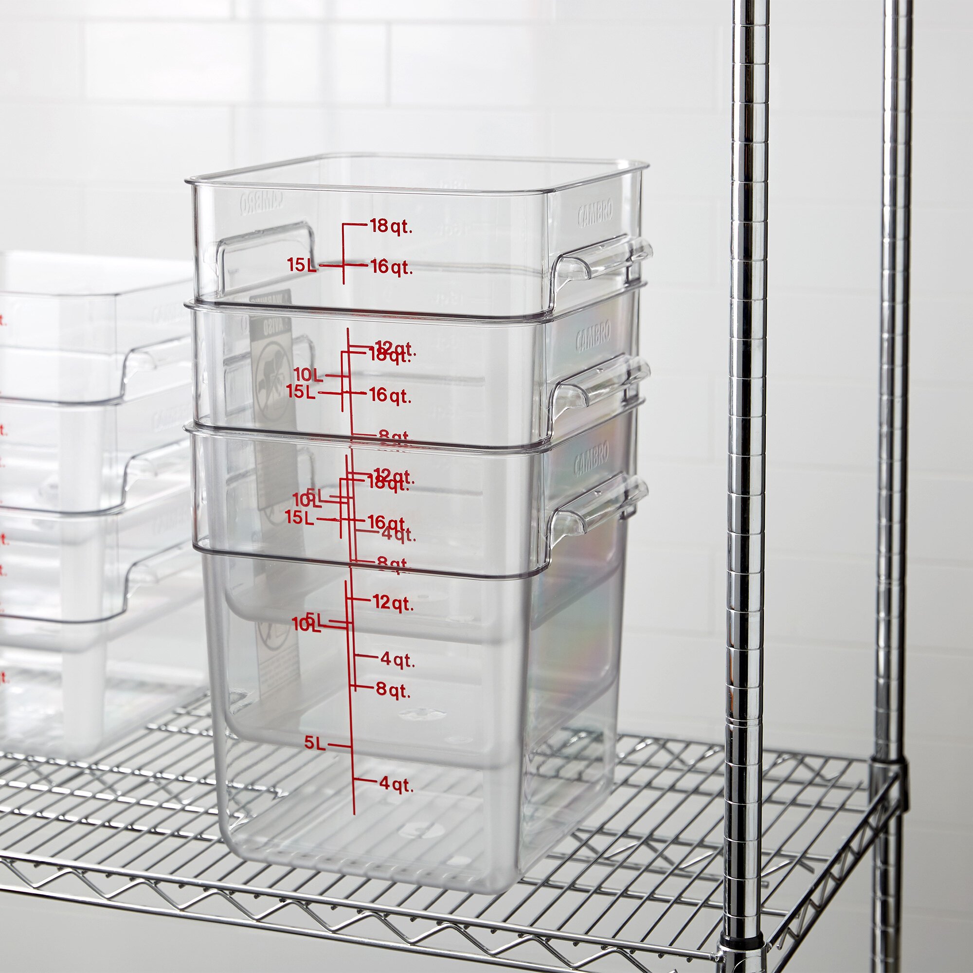 Cambro 18SFSCW135 CamSquare 18 Qt. Clear Food Storage Container with ...