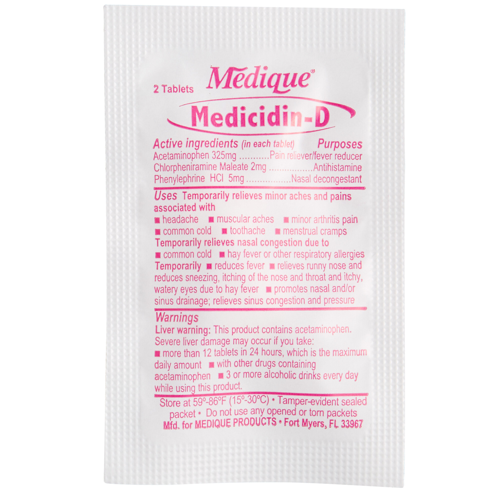 Medique 12047 Medicidin-D Cold and Allergy Tablets - 200/Box