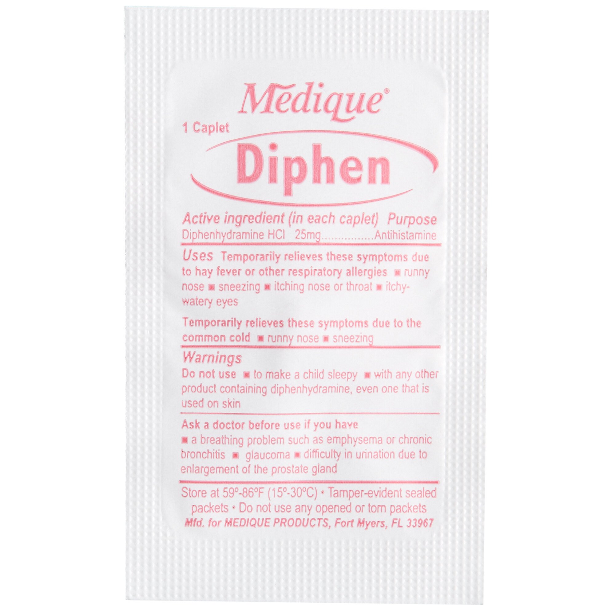 Medique 18447 Diphen Hay Fever and Allergy Tablets - 200/Box