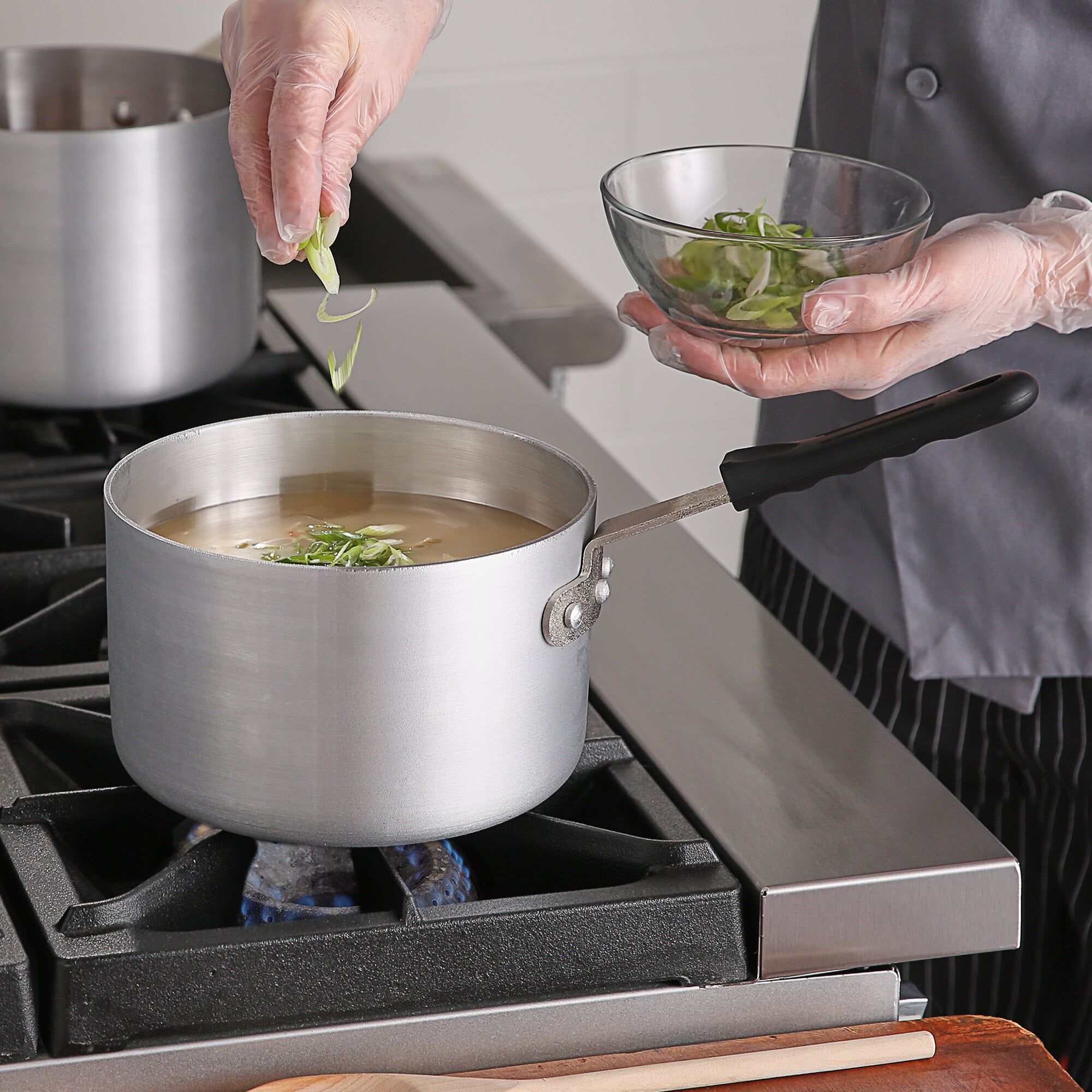 Choice 5 Qt. Straight Sided Heavy-Duty Aluminum Sauce Pan with Black ...