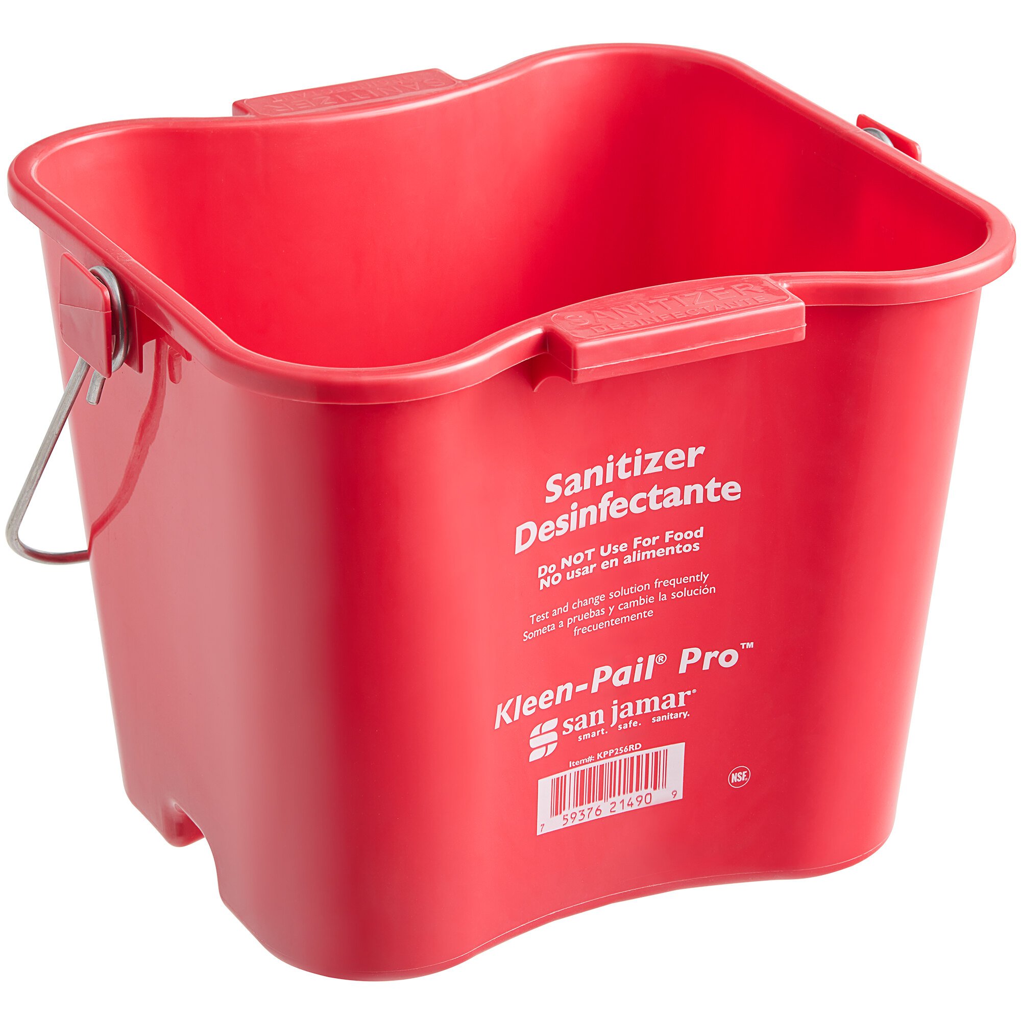 San Jamar KPP256RD 8 Qt. Red Sanitizing Kleen-Pail Pro Bucket