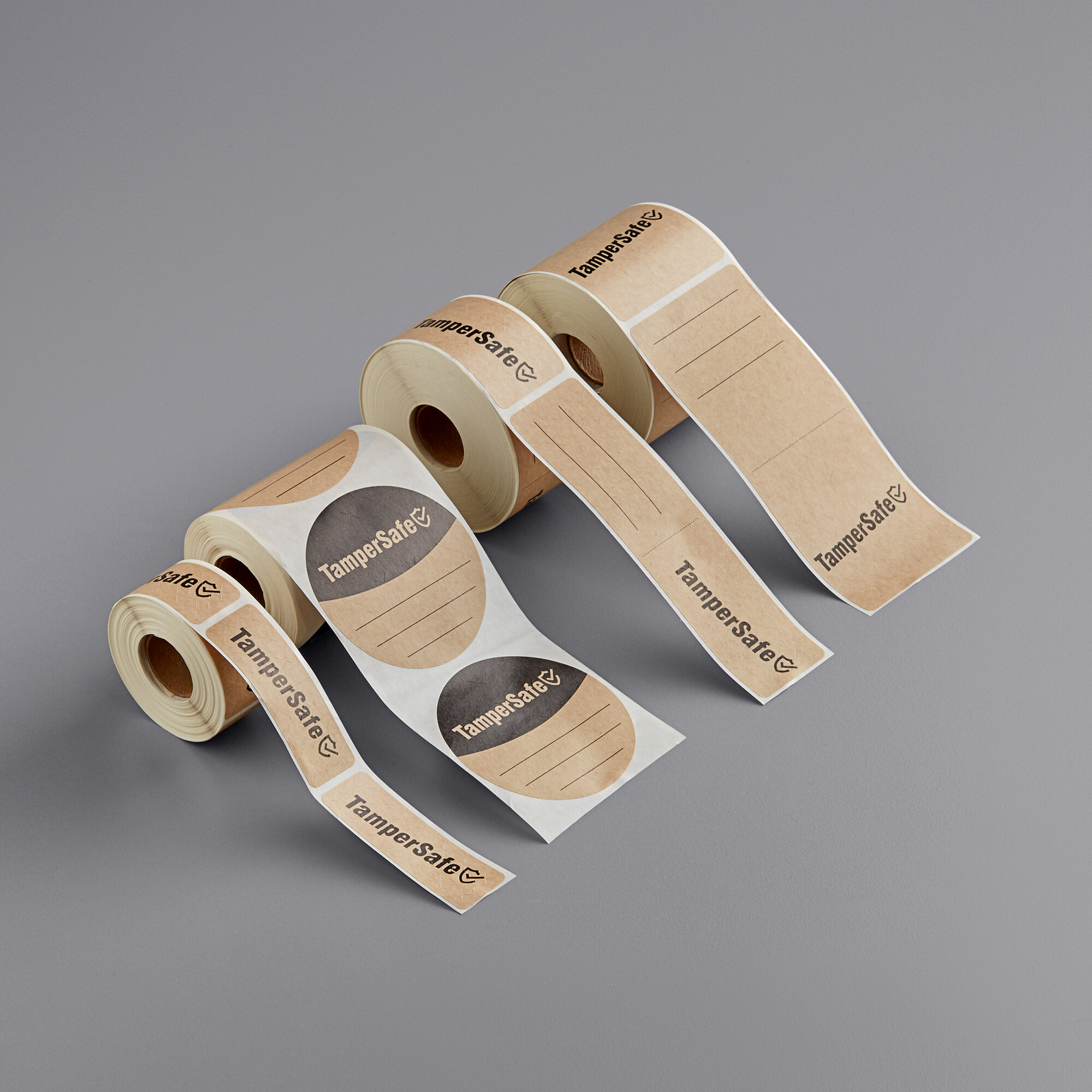 TamperSafe 2 1/2" x 6" Kraft Paper Tamper-Evident Label - 250/Roll